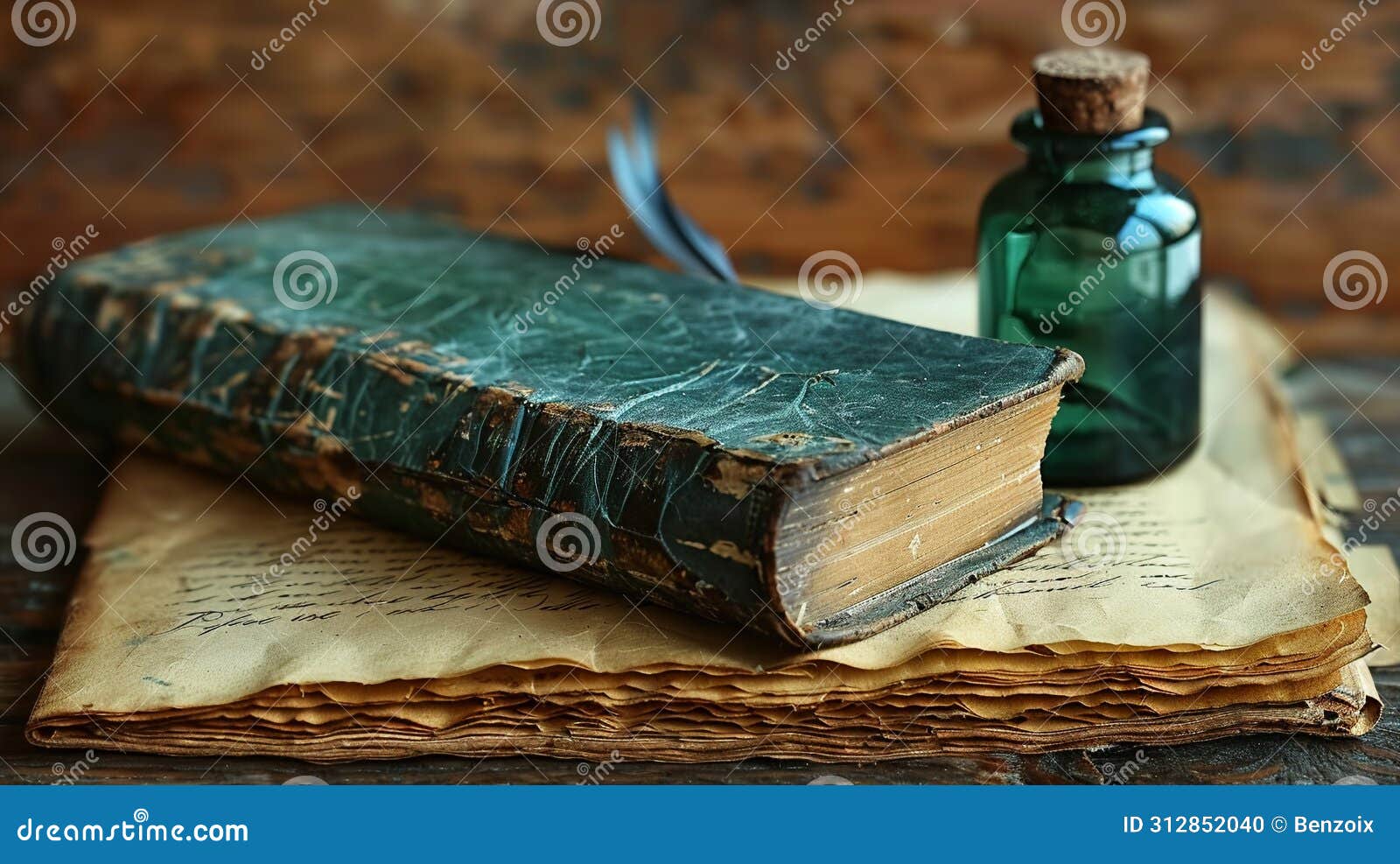 Old-fashioned Quill Pen and Inkwell on Parchment Stock Photo - Image of ...