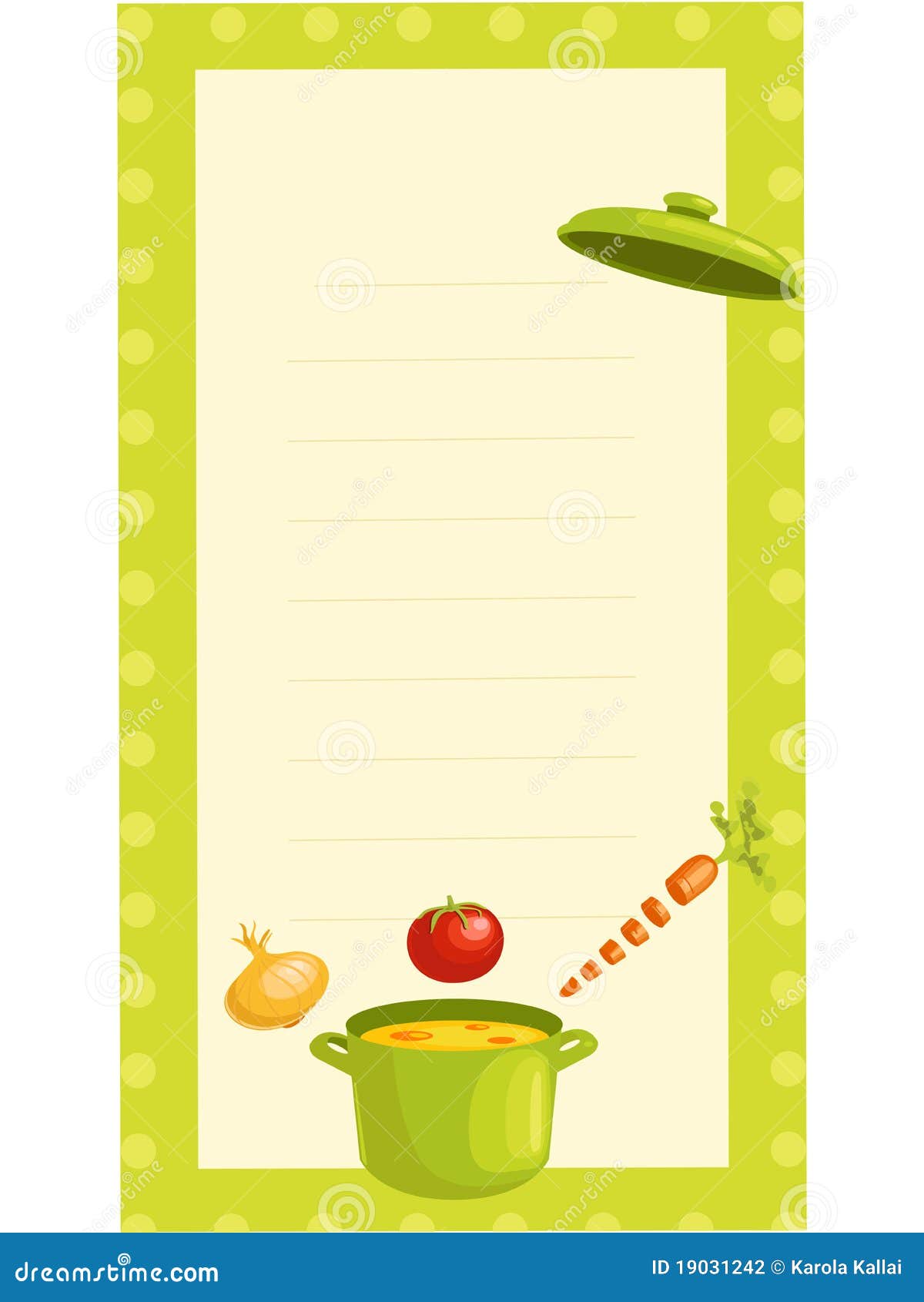 Recipe Card Template Vector Illustration In A5 Size, Vertical Format ...