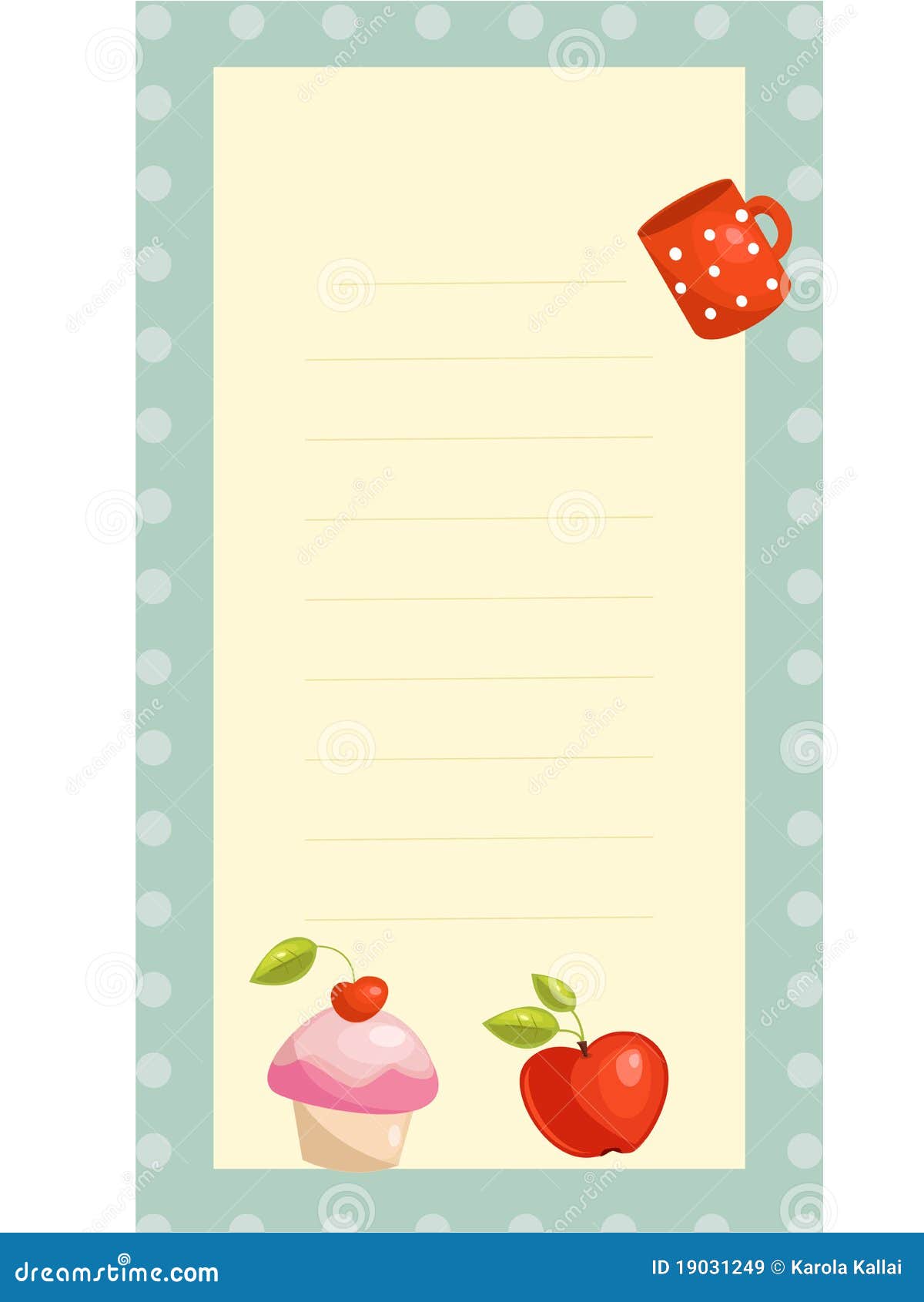 Recipe Card Template Vector Illustration In A5 Size, Vertical Format ...