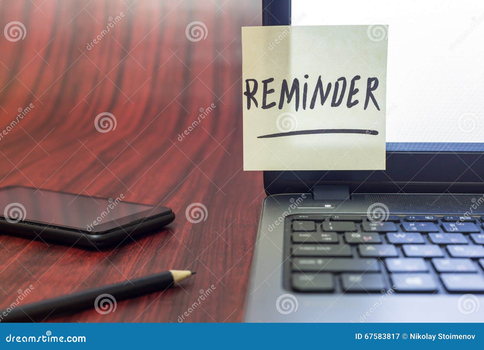 Old-fashioned Reminder Concept Stock Image - Image of desk, computer ...