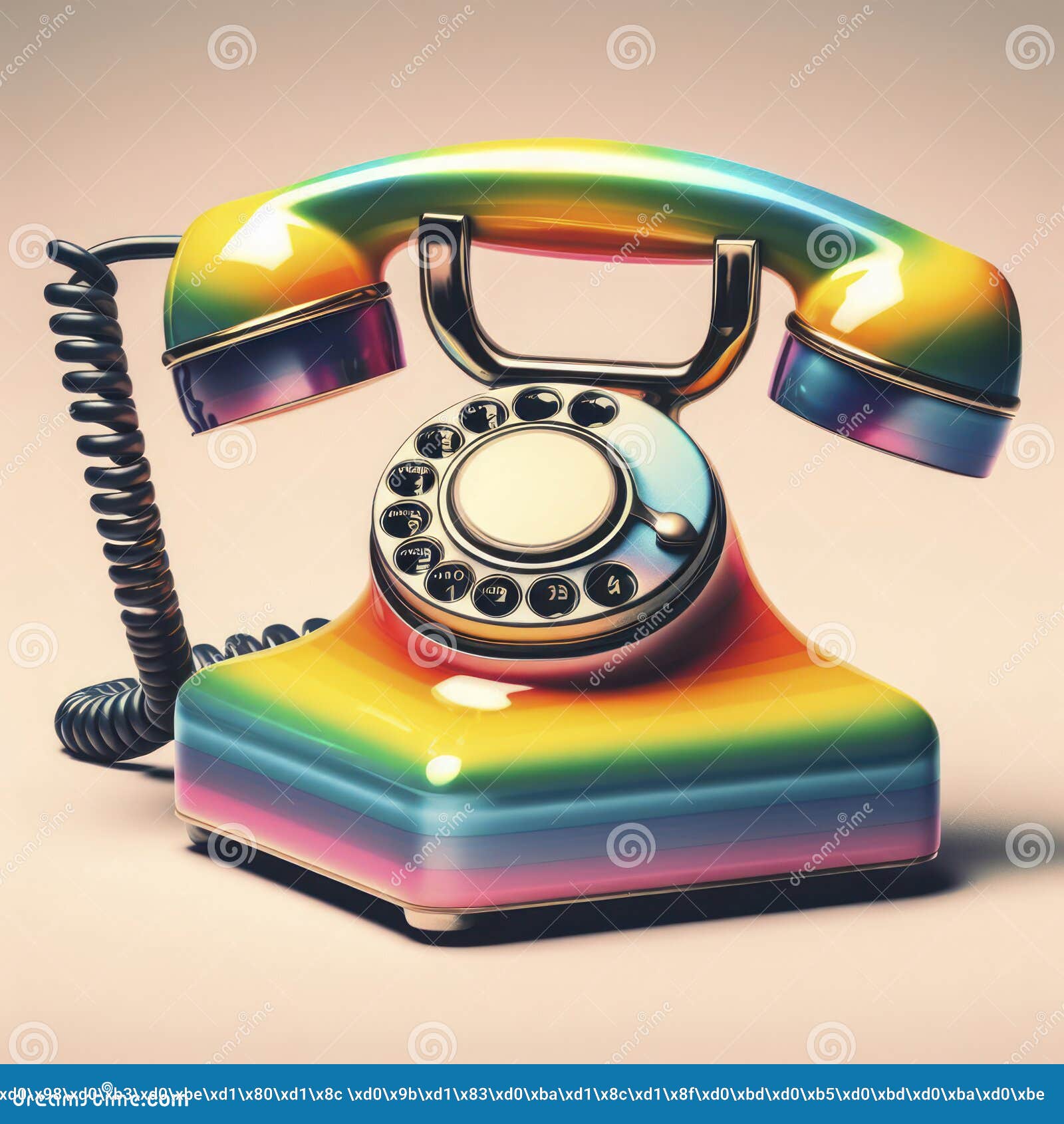 Old Fashioned Retro Wire Phone Rainbow Colors. Ai Generative Stock ...