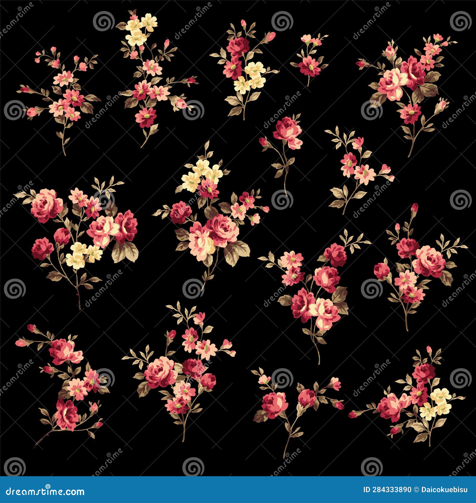 Old-fashioned Rose Flower Material Collection, Stock Vector ...