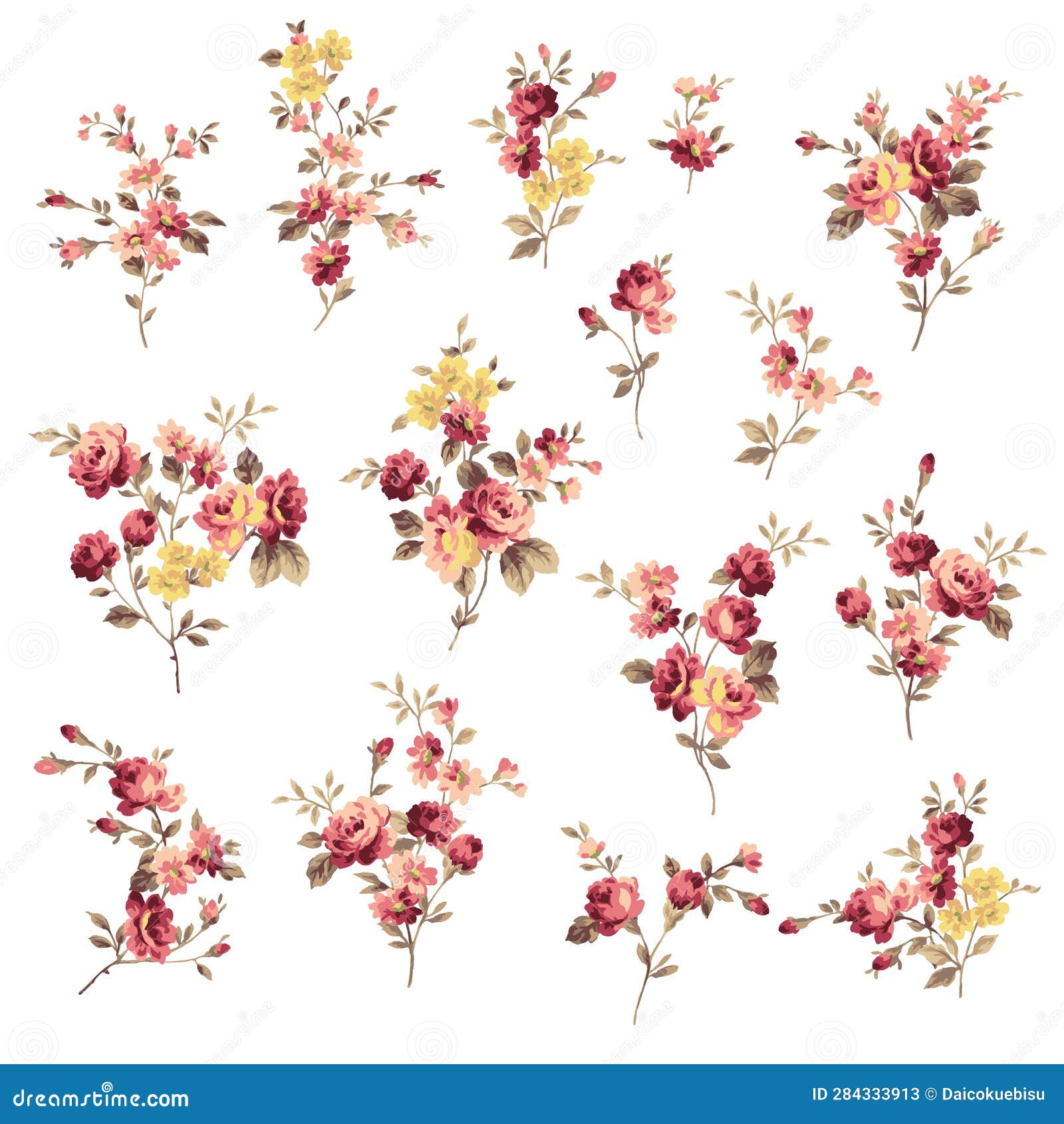 Old-fashioned Rose Flower Material Collection, Stock Vector ...