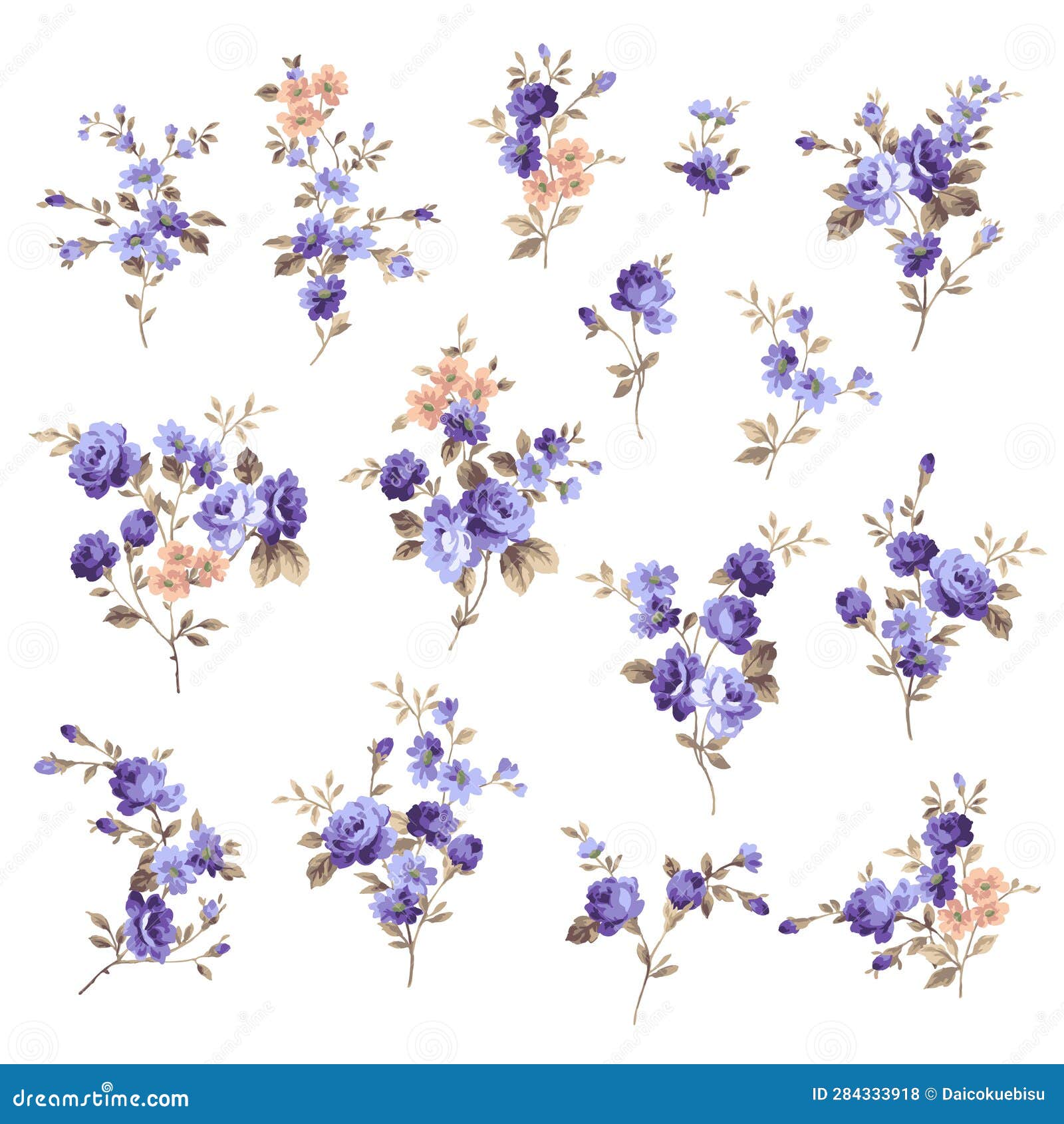 Old-fashioned Rose Flower Material Collection, Stock Vector ...