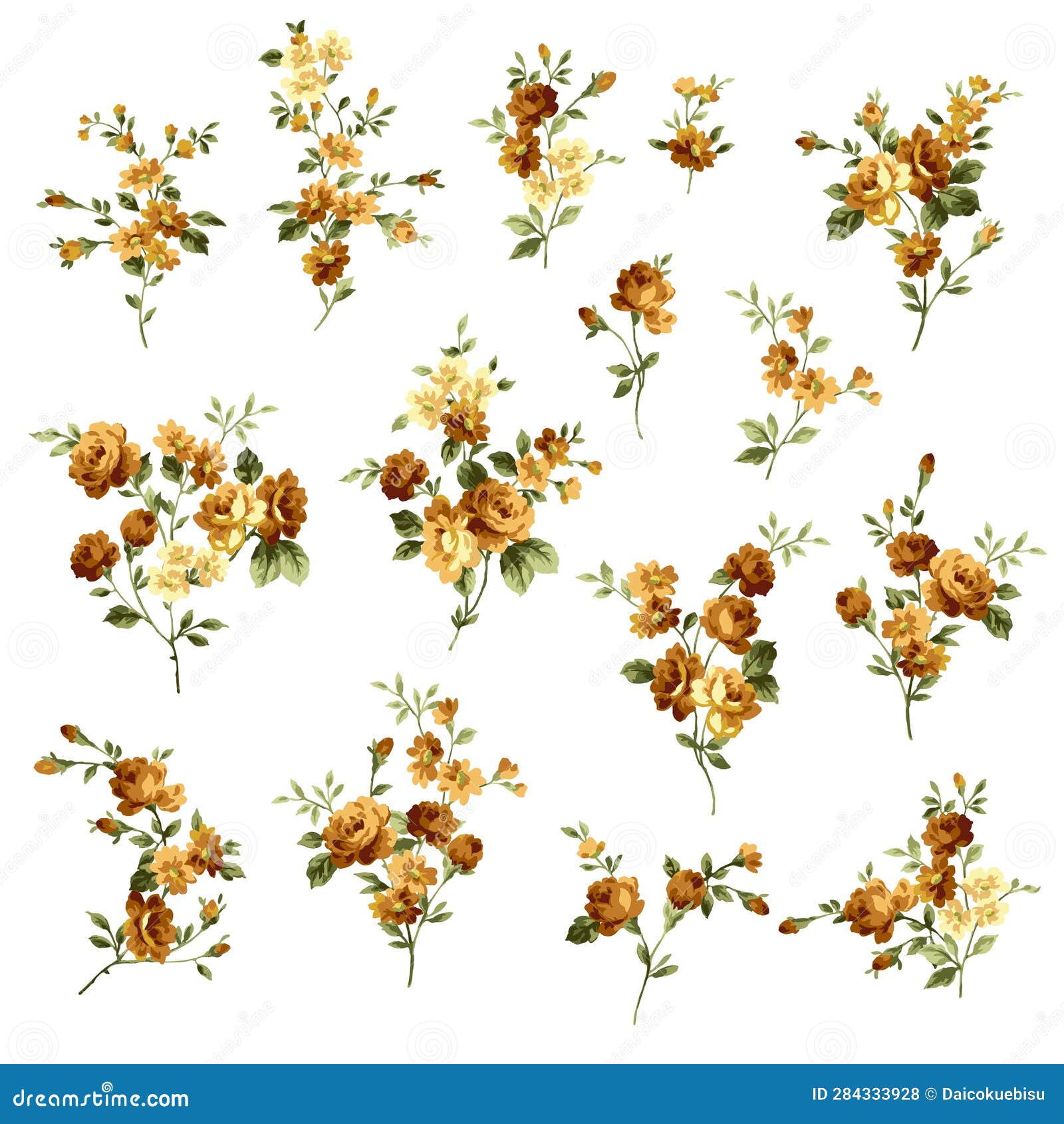 Old-fashioned Rose Flower Material Collection, Stock Vector ...