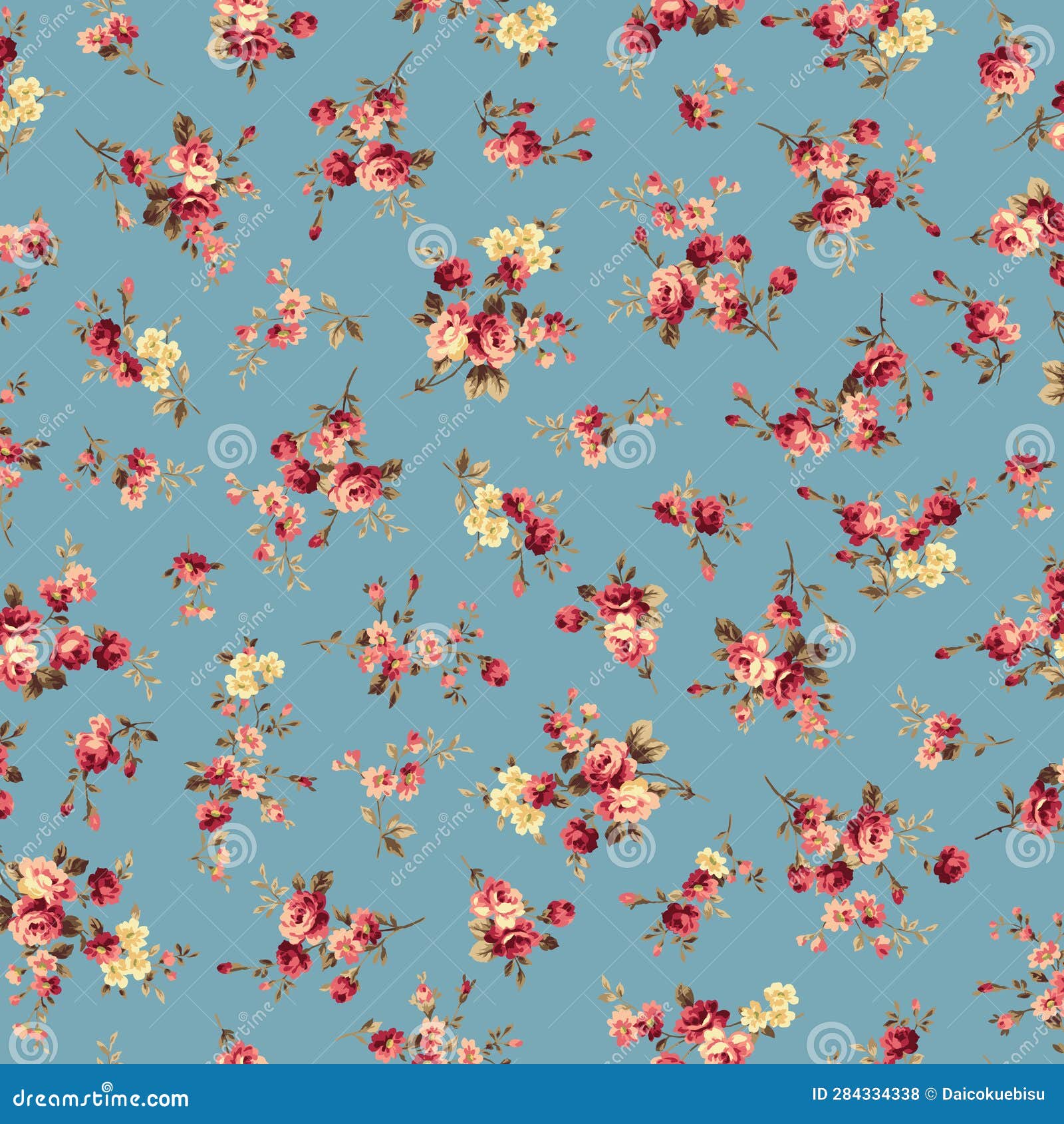 An Old-fashioned Rose Flower Pattern Perfect for Textiles, Stock Vector ...