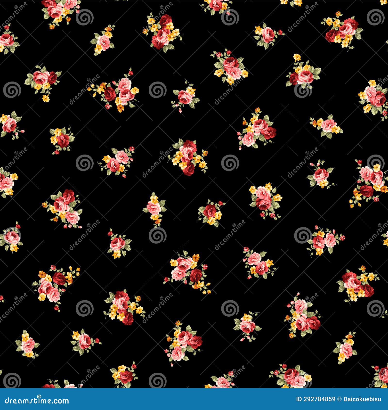 An Old-fashioned Rose Flower Pattern Perfect for Textiles, Stock ...