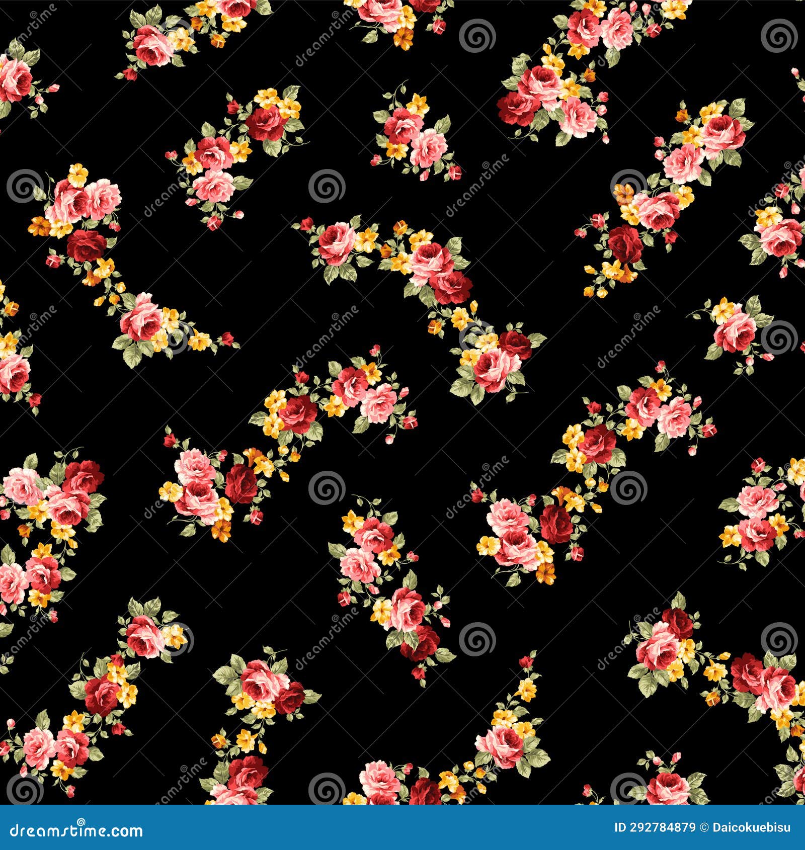 An Old-fashioned Rose Flower Pattern Perfect for Textiles, Stock Vector ...