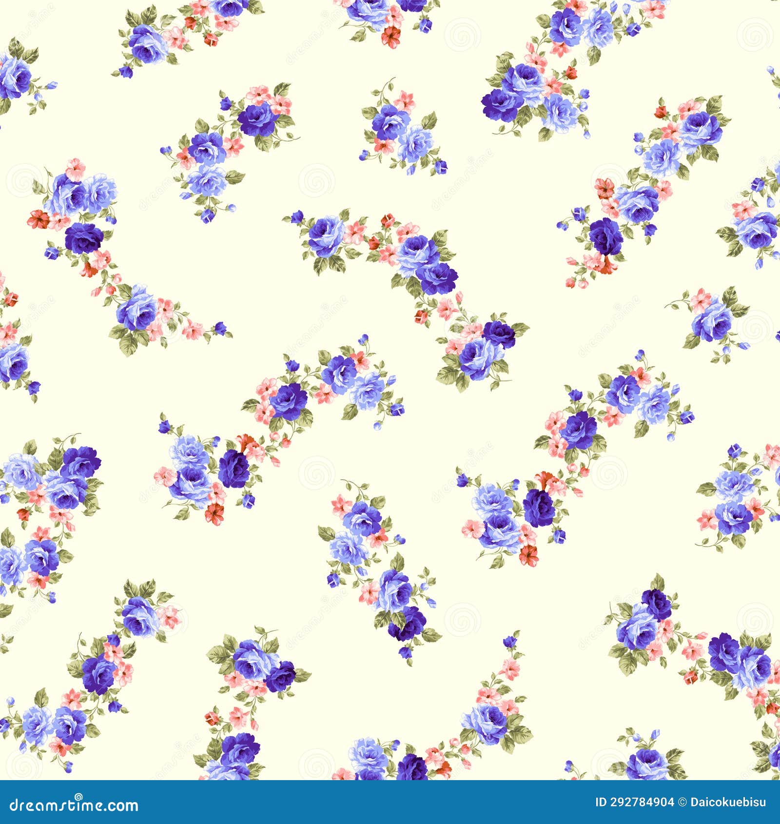 An Old-fashioned Rose Flower Pattern Perfect for Textiles, Stock ...