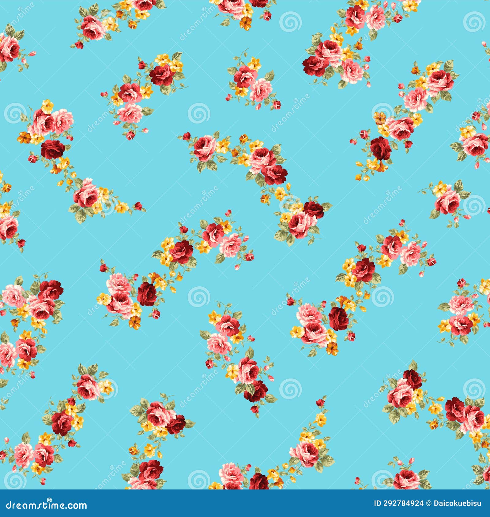 An Old-fashioned Rose Flower Pattern Perfect for Textiles, Stock Vector ...