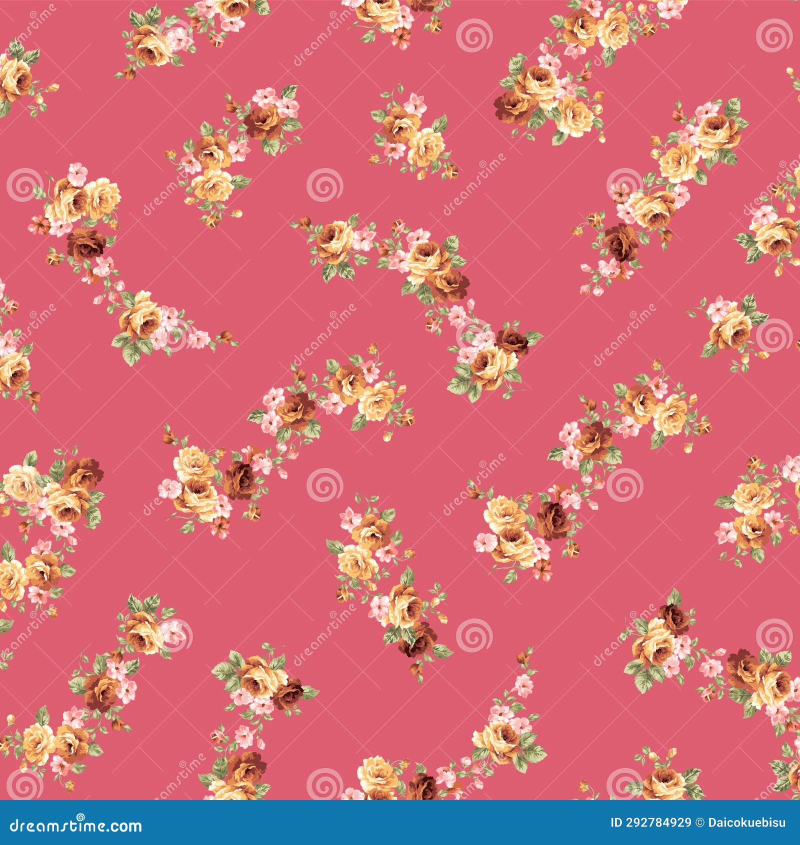 An Old-fashioned Rose Flower Pattern Perfect for Textiles, Stock Vector ...
