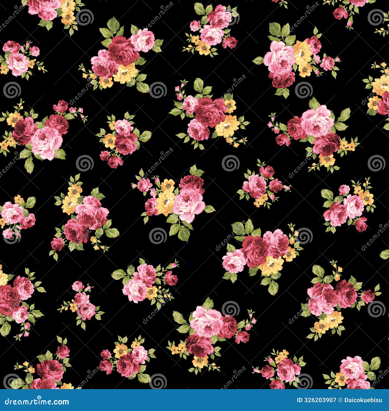 An Old-fashioned Rose Flower Pattern Perfect for Textiles, Stock ...