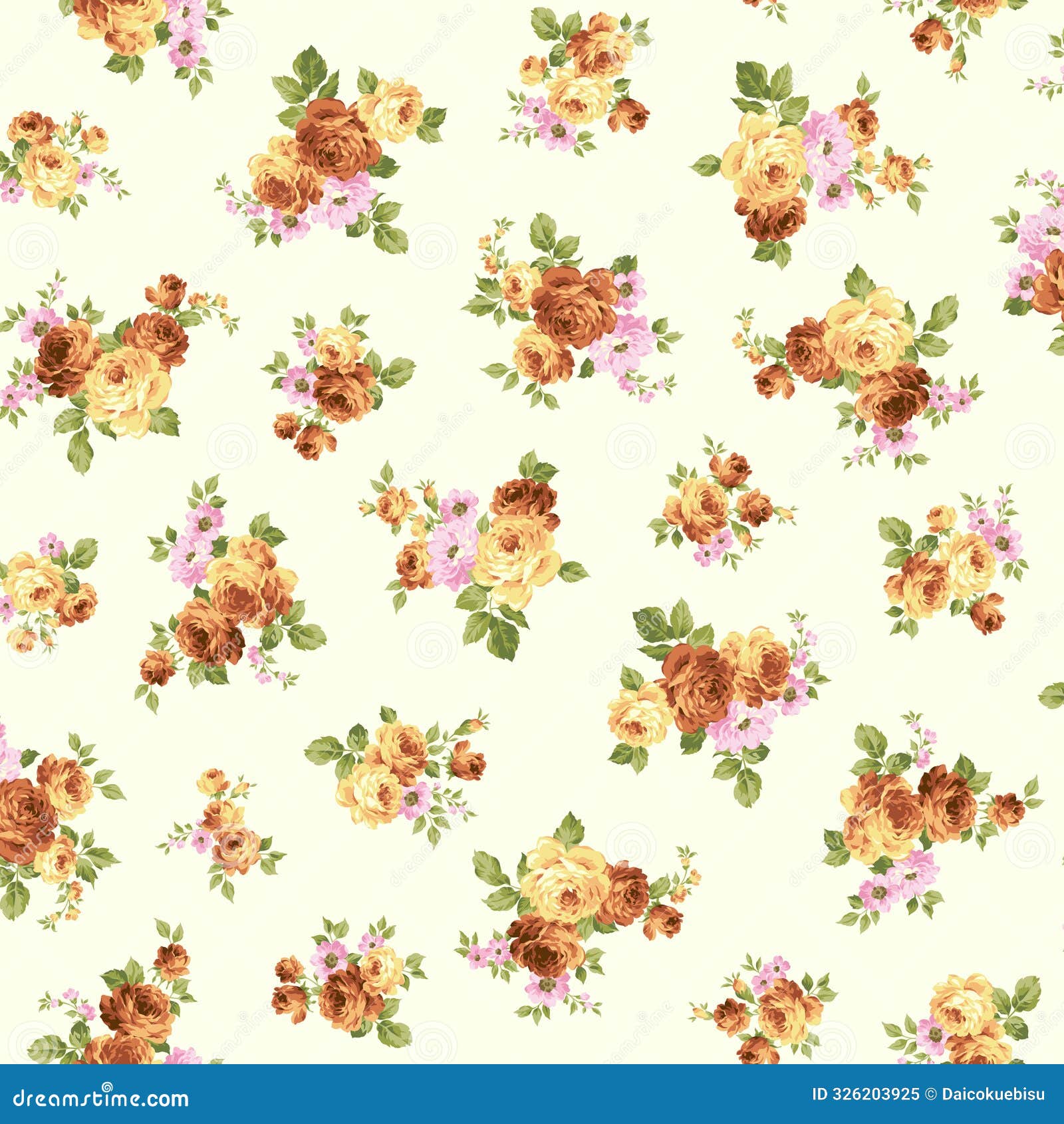 An Old-fashioned Rose Flower Pattern Perfect for Textiles, Stock ...