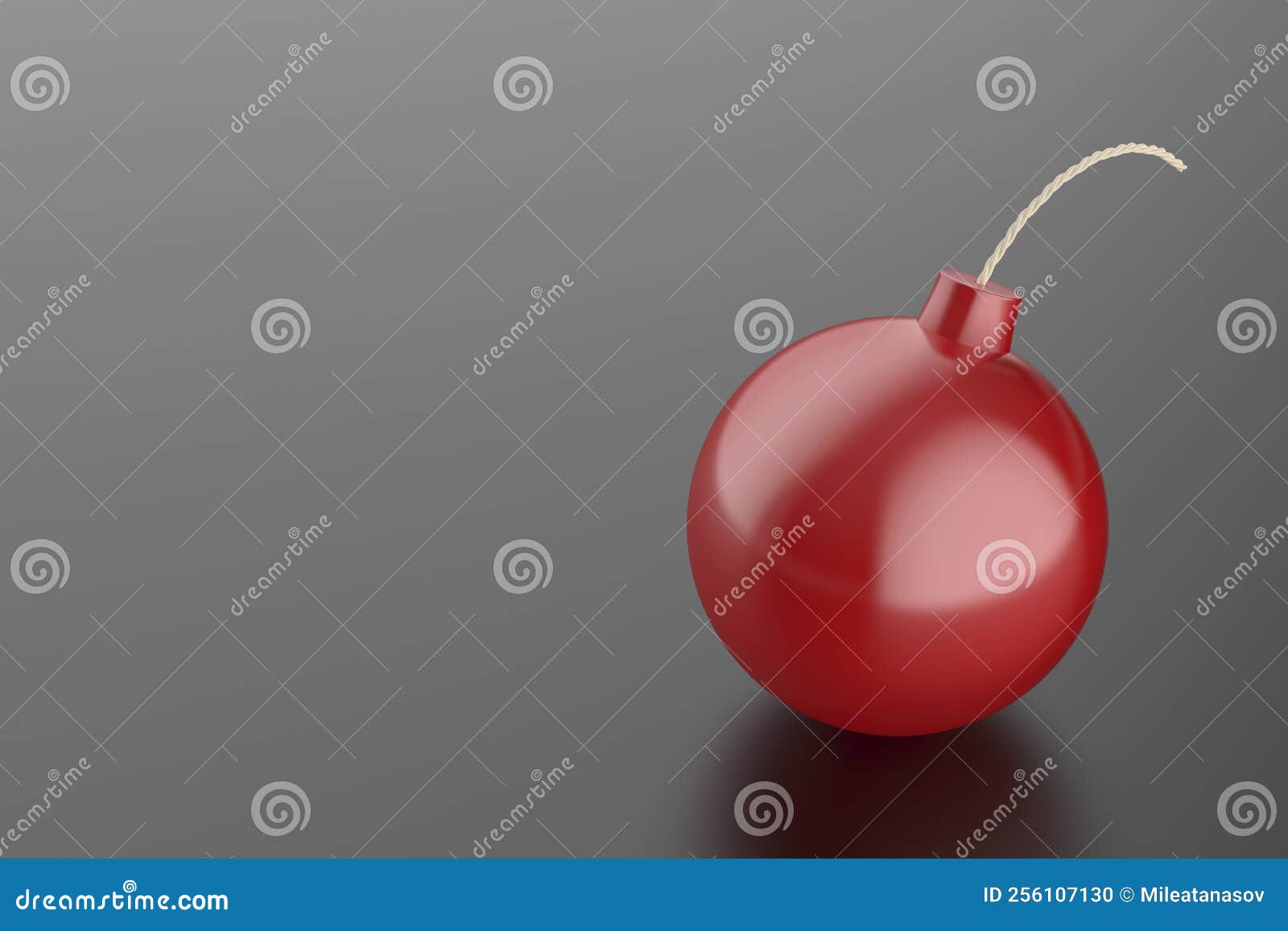 Red bomb with fuse stock illustration. Illustration of detonate - 256107130