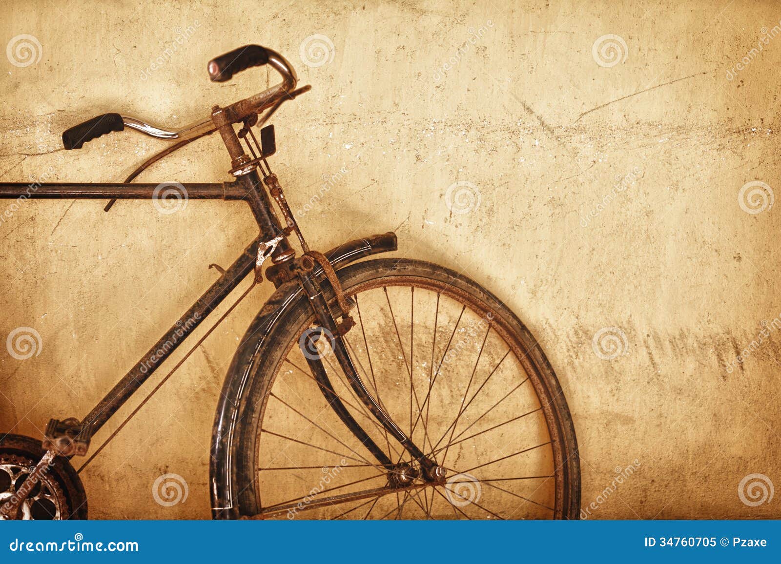 Old-fashioned Rusty Bicycle Near the Wall Stock Image - Image of ...