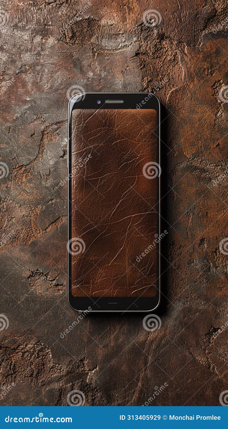 An Old-fashioned Smartphone Mockup, Blending a Classic Leather Casing ...
