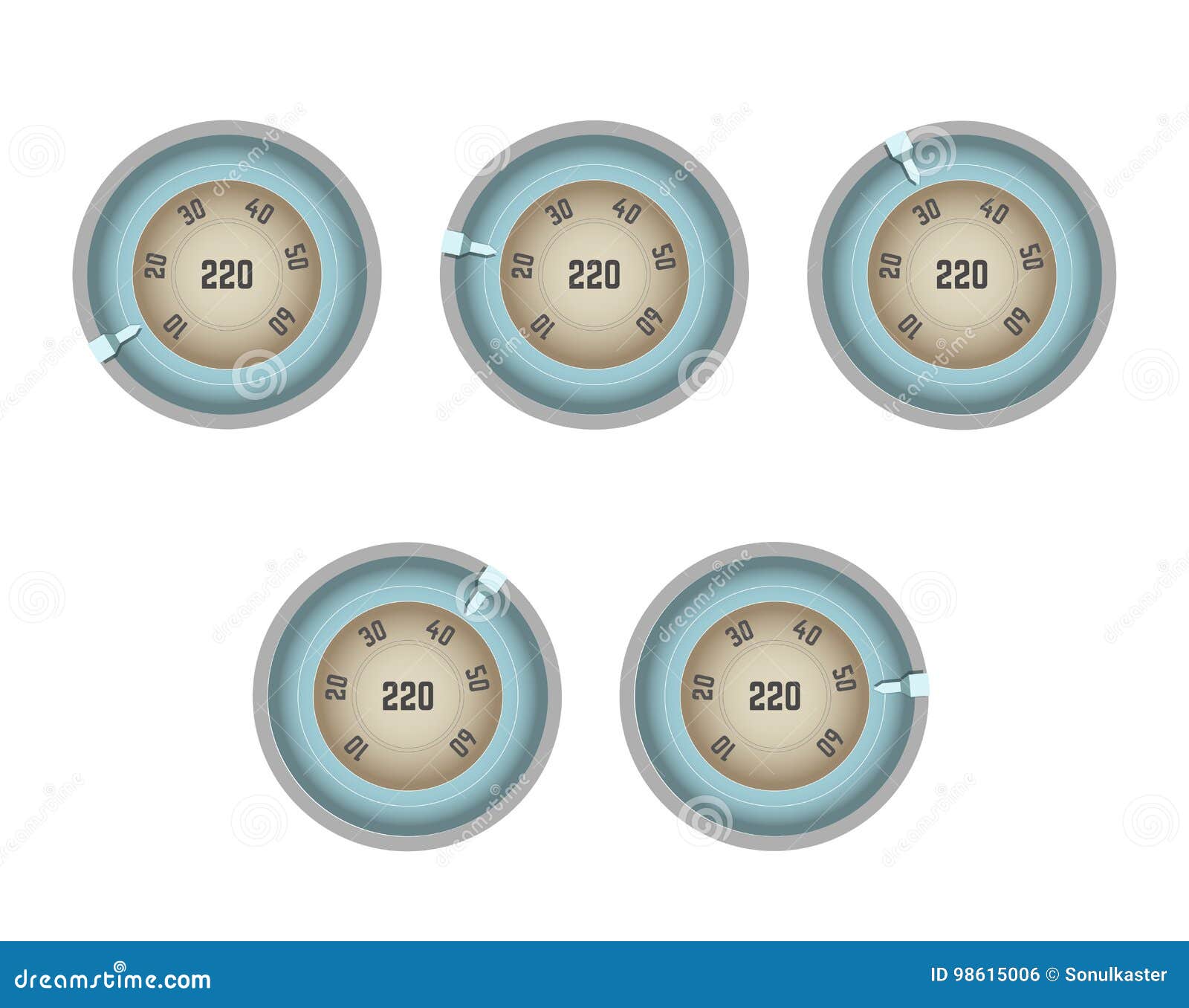 Old-fashioned Speedometer With Numbers In Circle And Pointer Vector ...