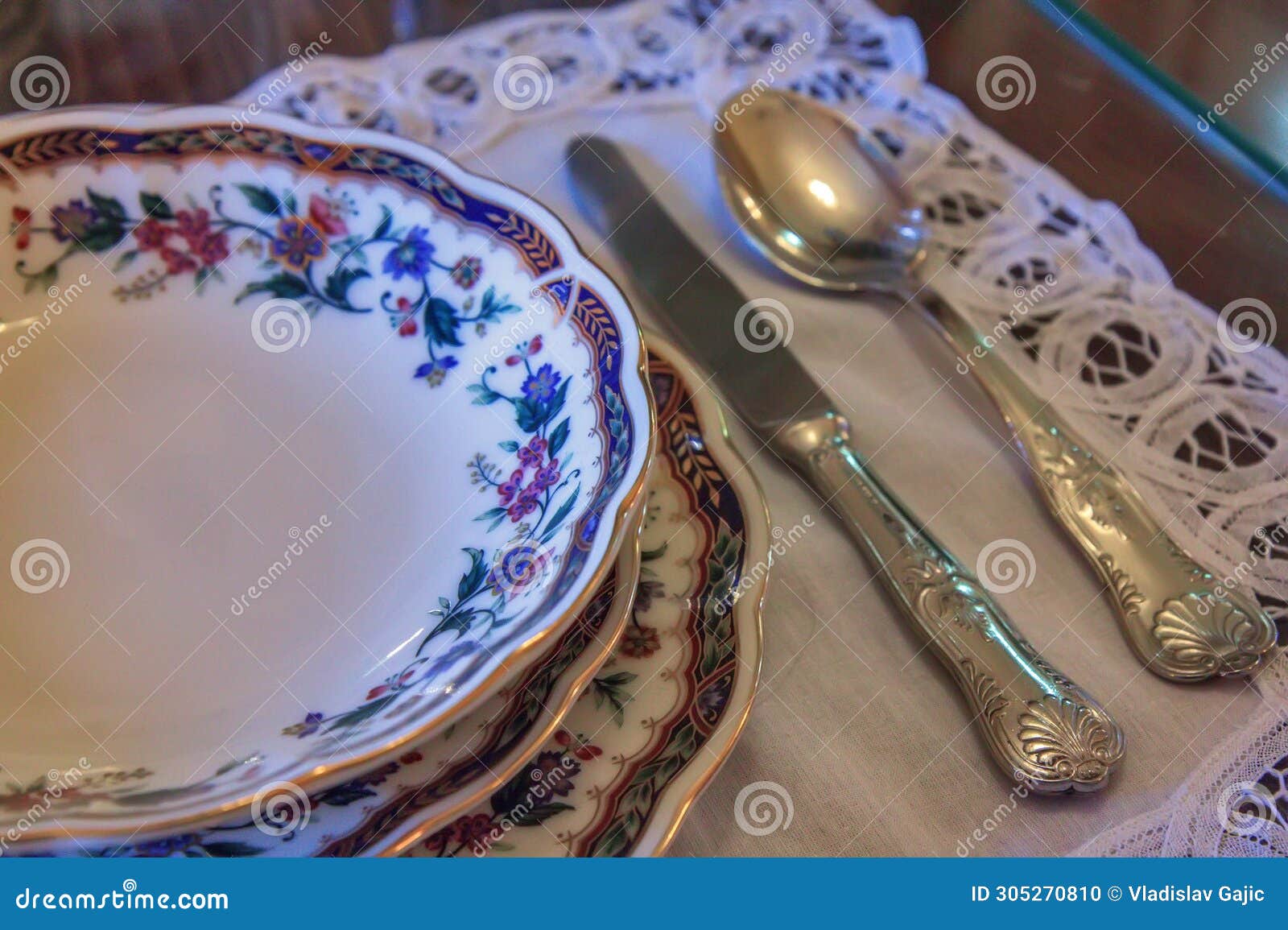 Old Fashioned Stylish Dinner Table in Rustic Atmosphere Stock Photo ...