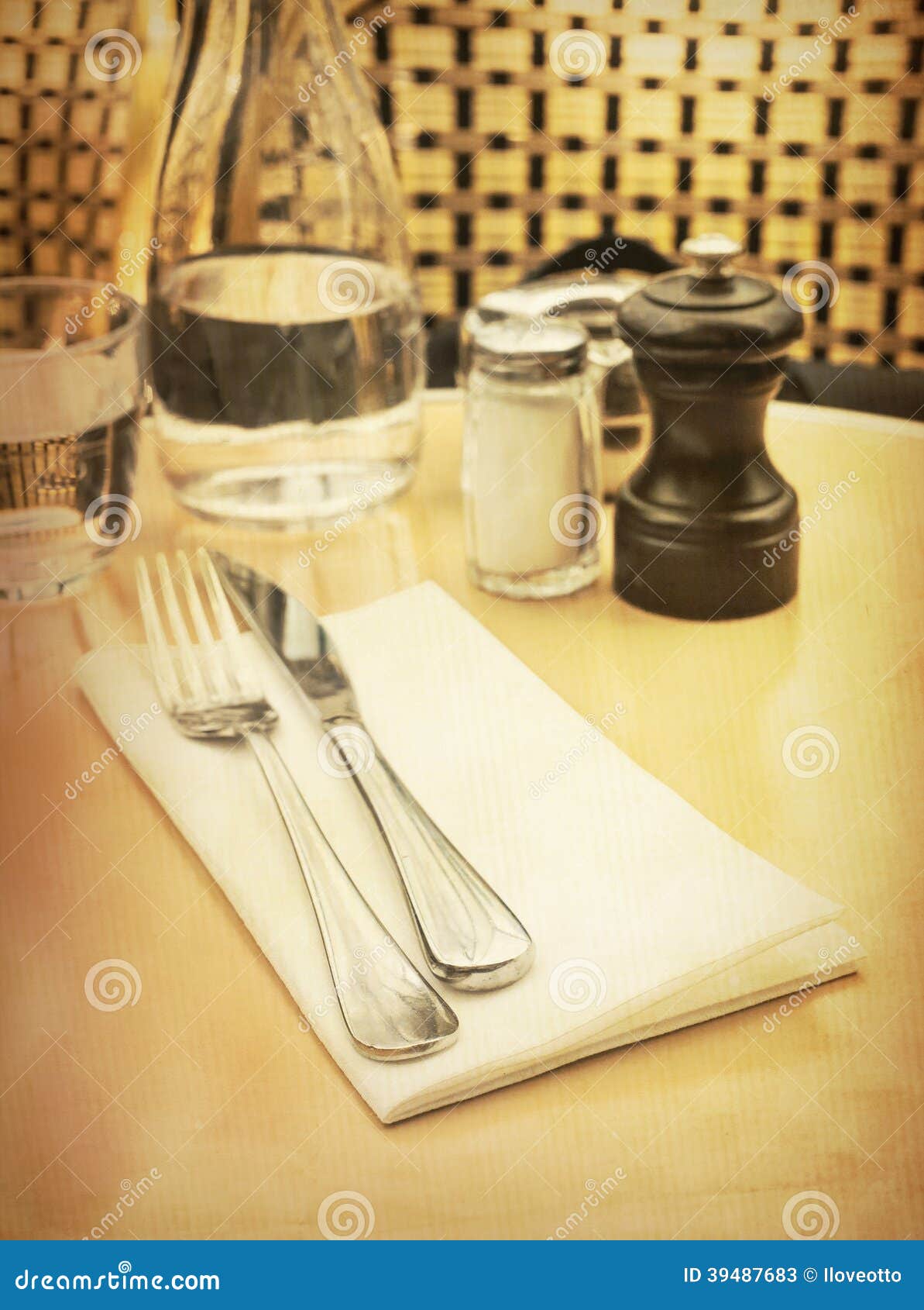 Old-fashioned Table Setting Stock Image - Image of cutlery, napkin ...