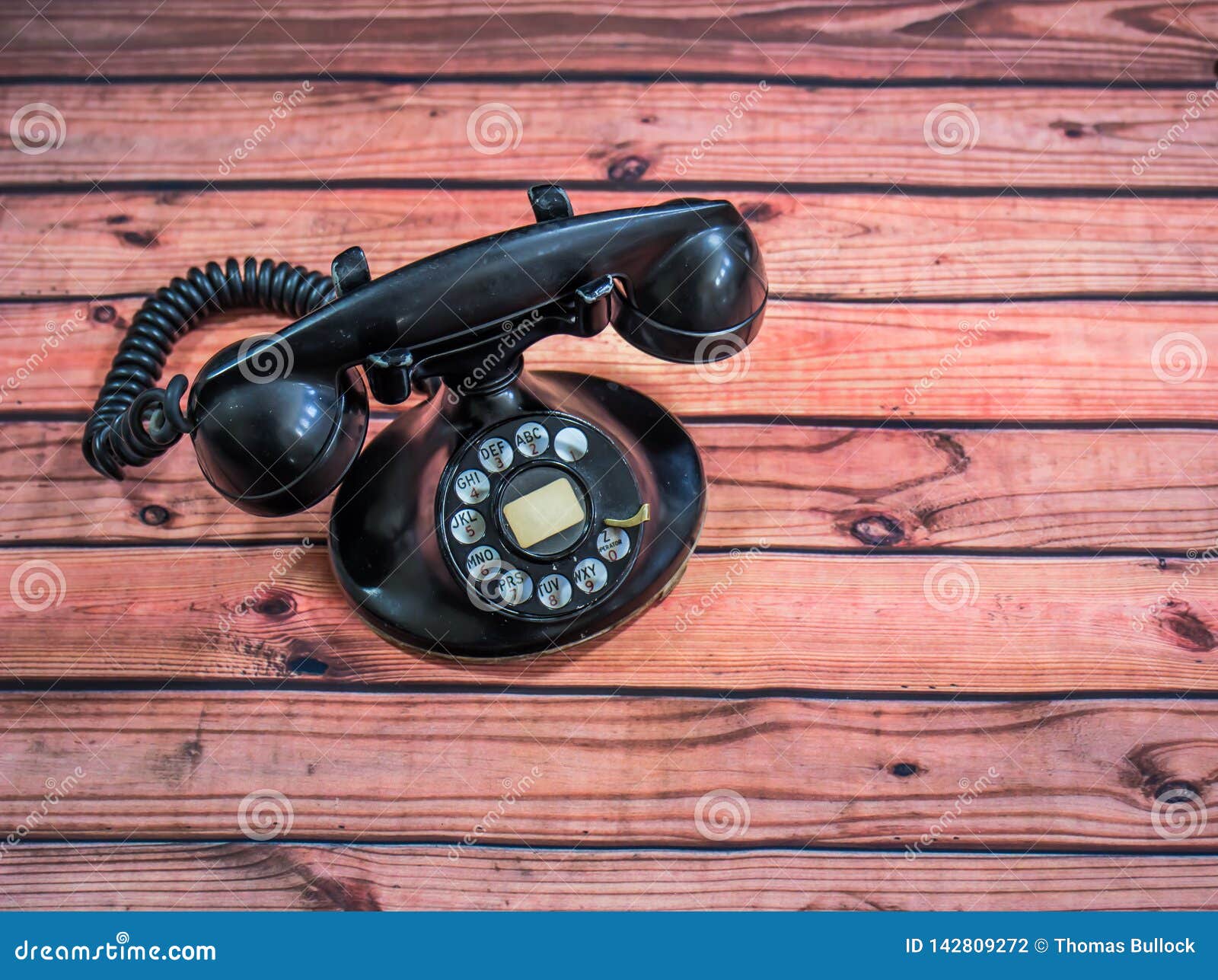Old Fashioned Telephone Handset on Table Stock Photo - Image of base ...
