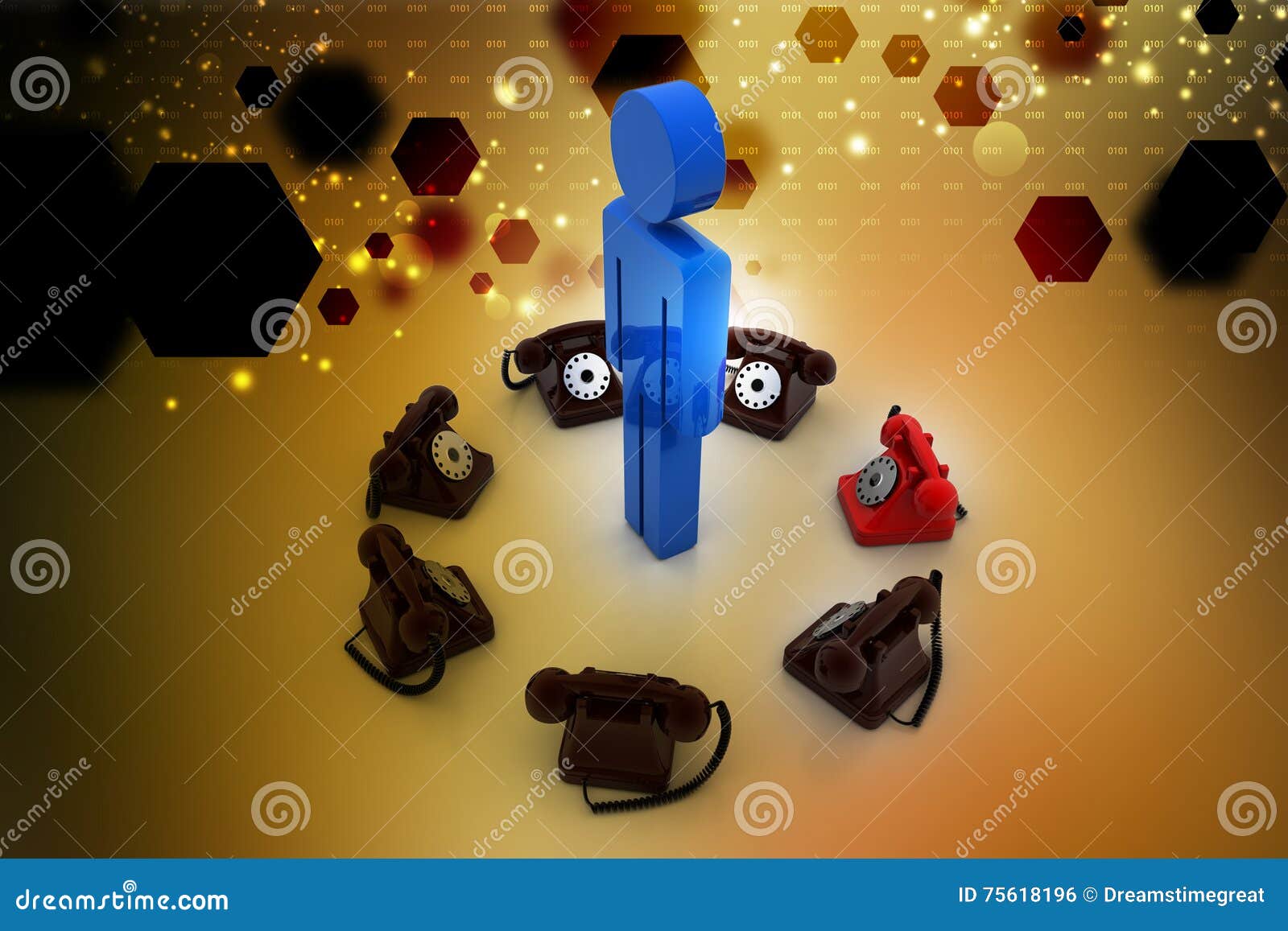 Old Fashioned Telephone with Man Stock Illustration - Illustration of ...