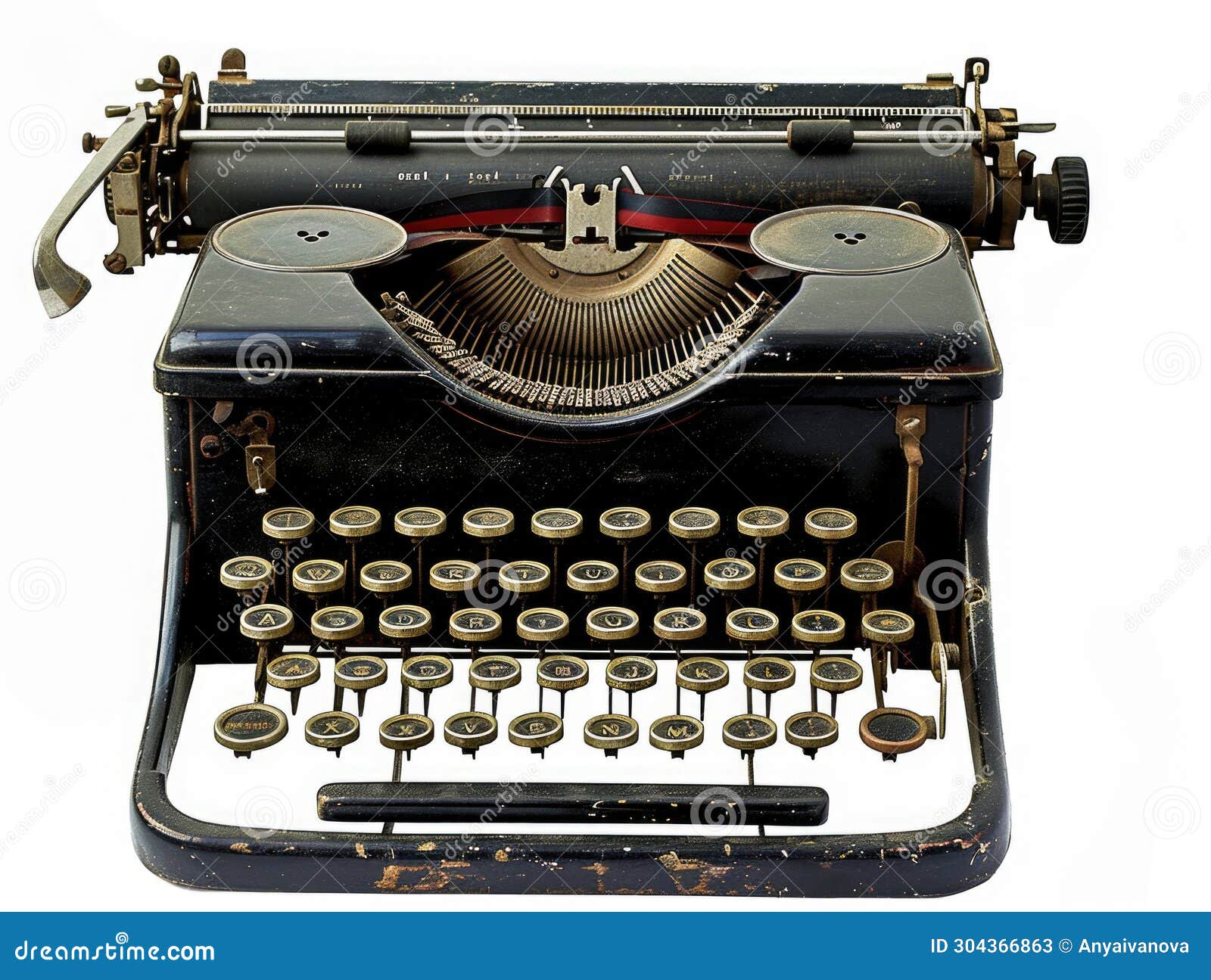 An Old Fashioned Typewriter with a Black Case Stock Image - Image of ...