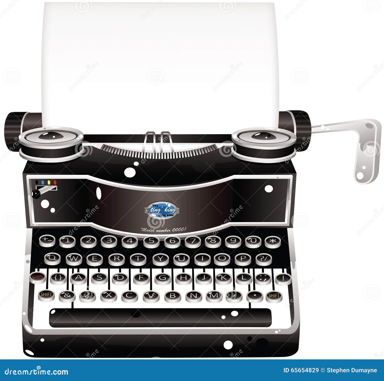 Old Fashioned Typewriter and Blank Paper Stock Vector - Illustration of ...