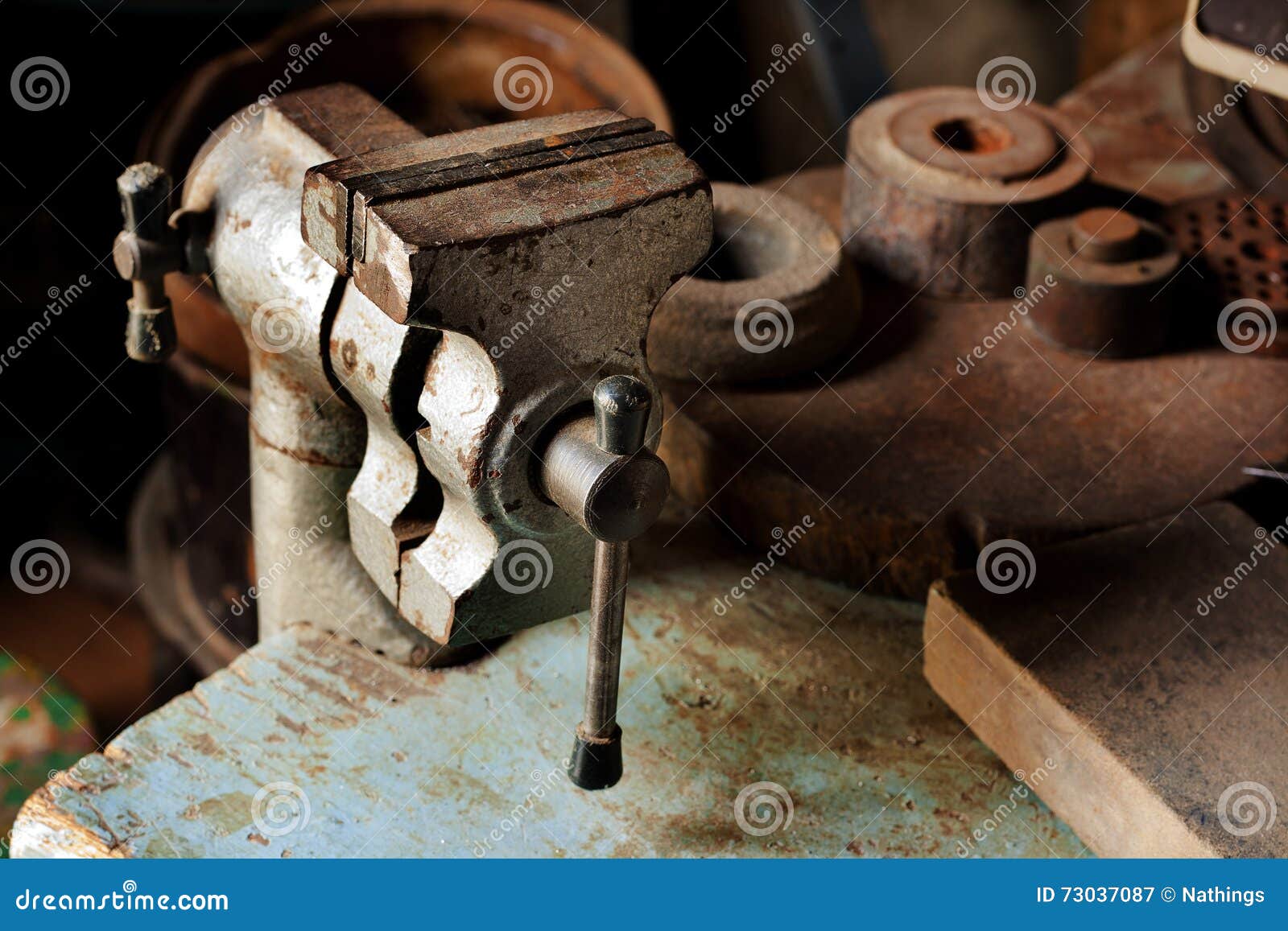 Old Fashioned Used Vice in Maintenance Room Stock Image - Image of ...