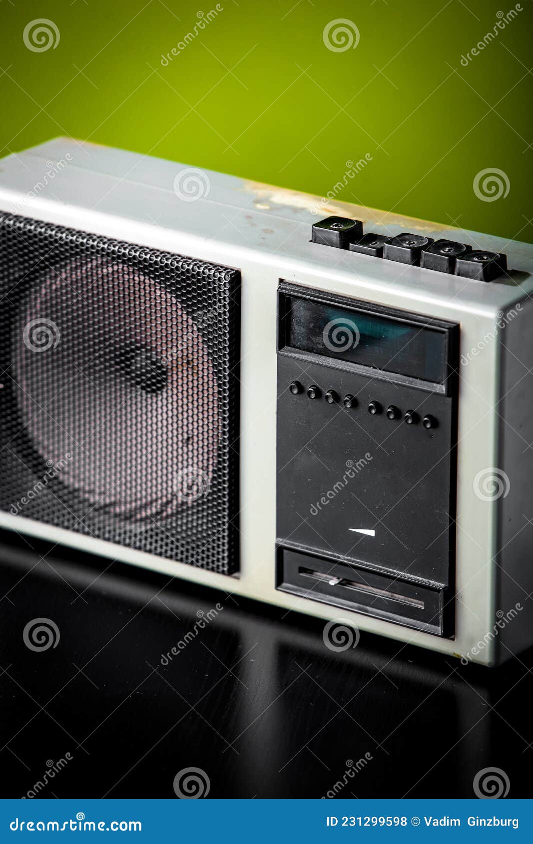 Old Fashioned White Radio Receiver on a Green Background Stock Photo ...