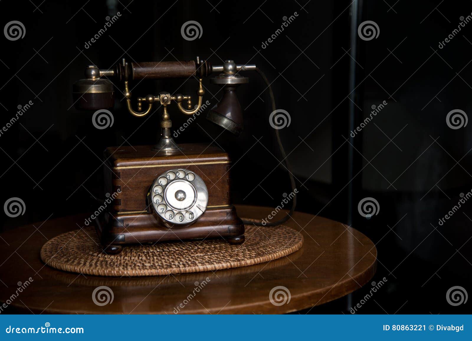 Old Fashioned Wooden Telephone Stock Image - Image of equipment, space ...