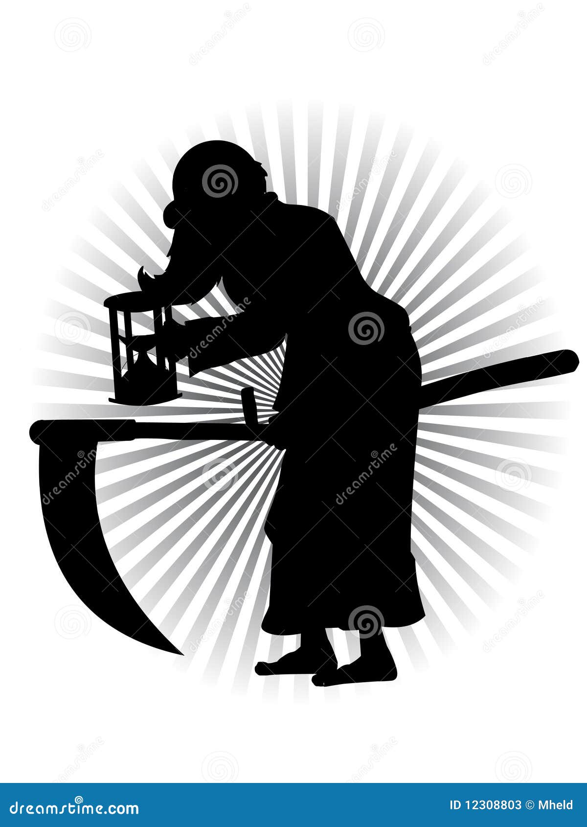 Old Father Time Silhouette Vector Cartoon | CartoonDealer.com #12308803