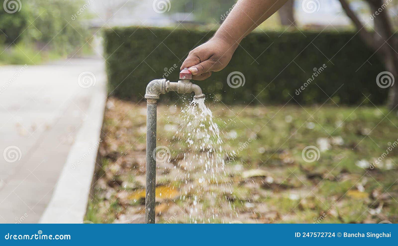 Old Faucet Outside the House Dripping. Stock Photo - Image of brass ...