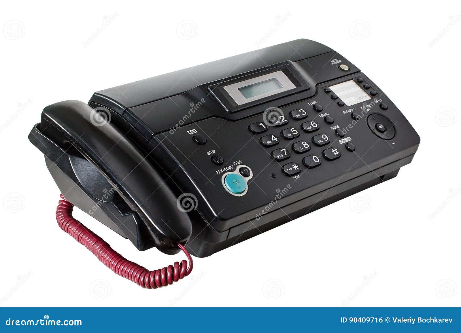 Old Fax Machine Close Up, on a White Background Stock Photo - Image of ...