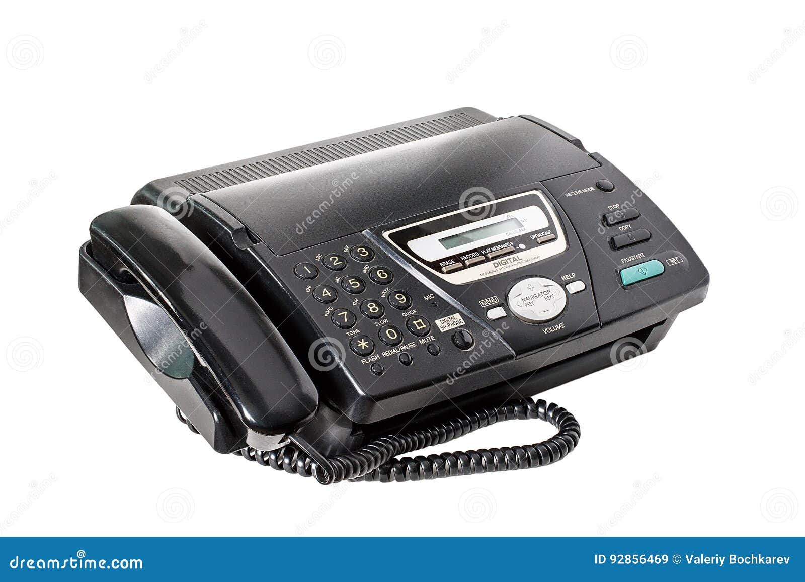 Old Fax Machine Close Up, On A White Background. Stock Image - Image of ...