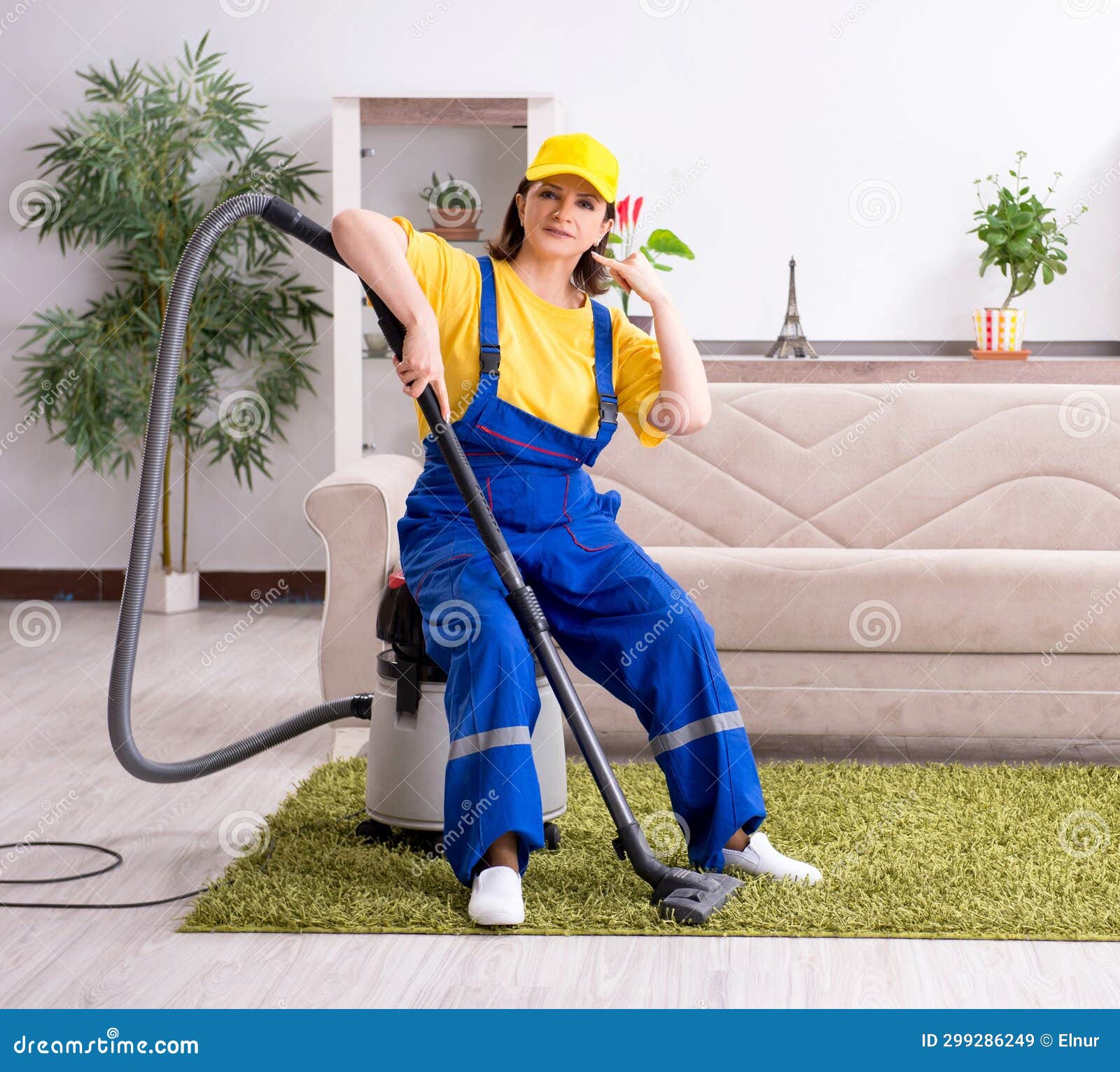 Old Female Contractor Doing Housework Stock Image - Image of domestic ...
