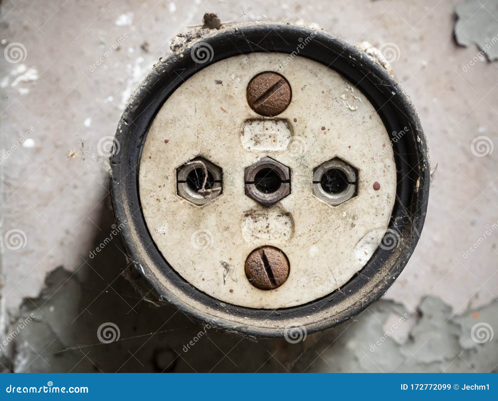 An Old Female Electrical Socket with Rusty Screws Stock Image - Image ...