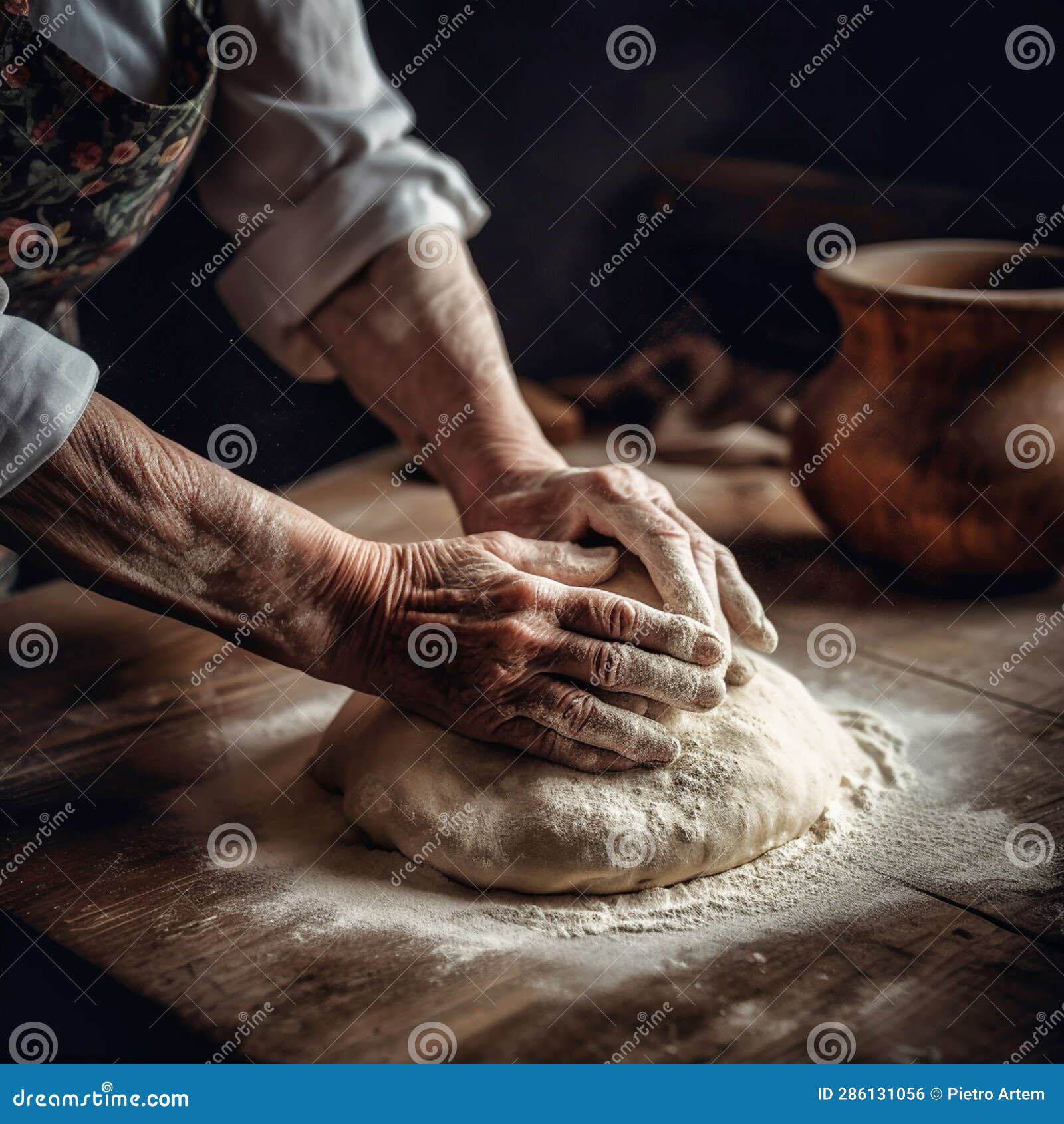 Old Female Hands Knead the Dough for Baking Bread. Generative AI Stock ...