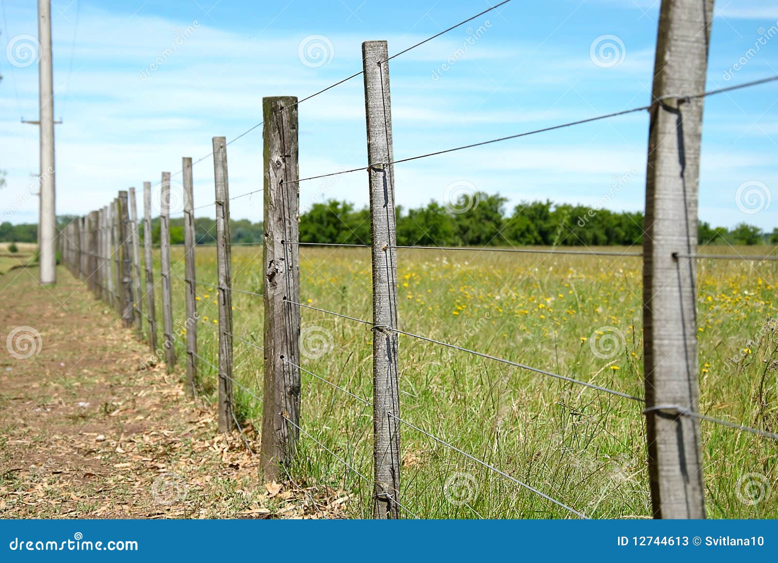 Old fence stock image. Image of cloudscape, meadow, field - 12744613