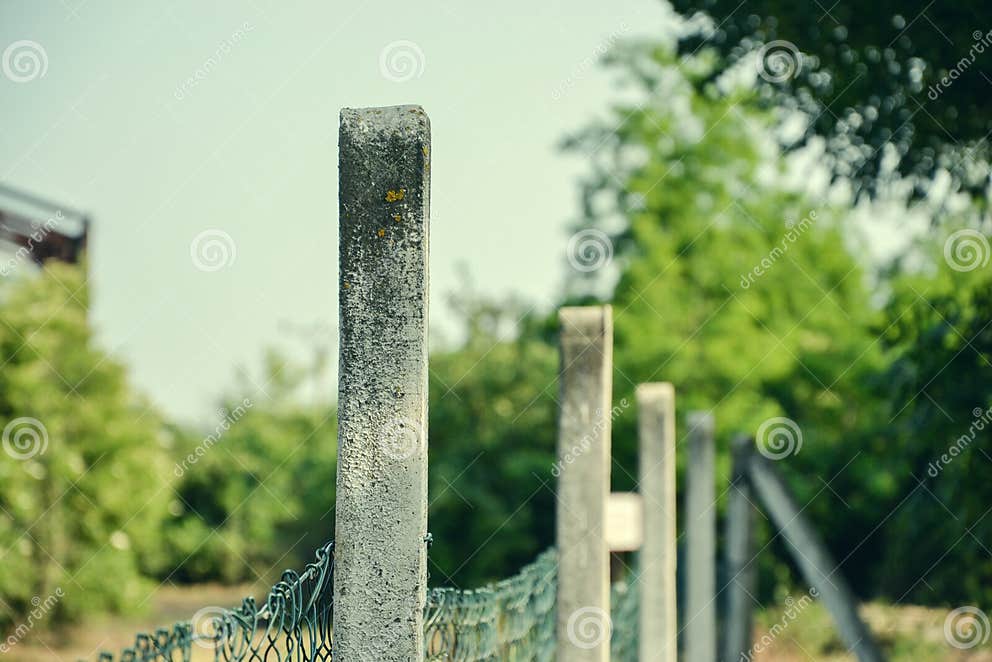 Old Fence at the End of the Plot. Fence Protecting Private Land Stock ...