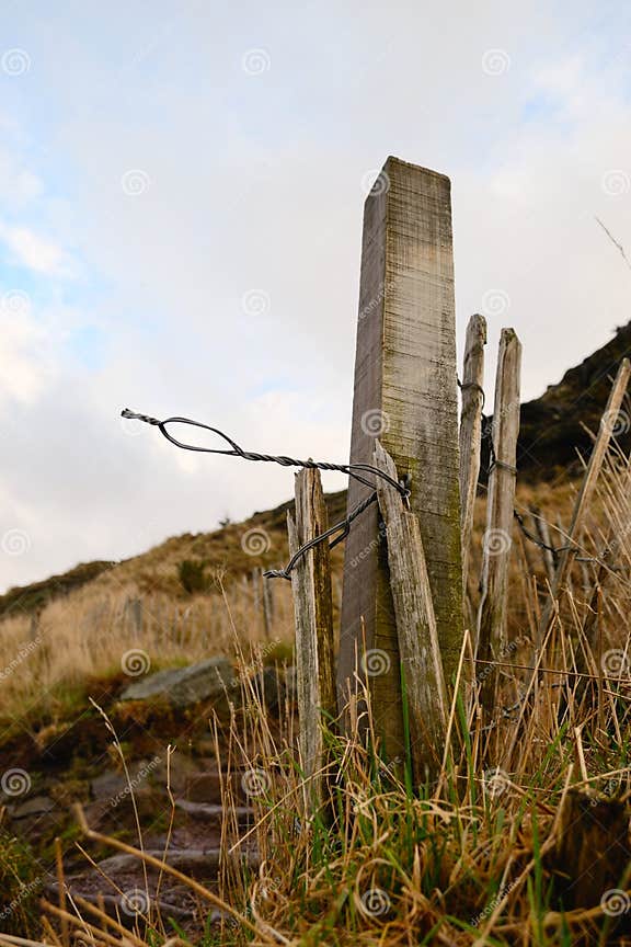 The old fence line. stock image. Image of rock, scotland - 37994657