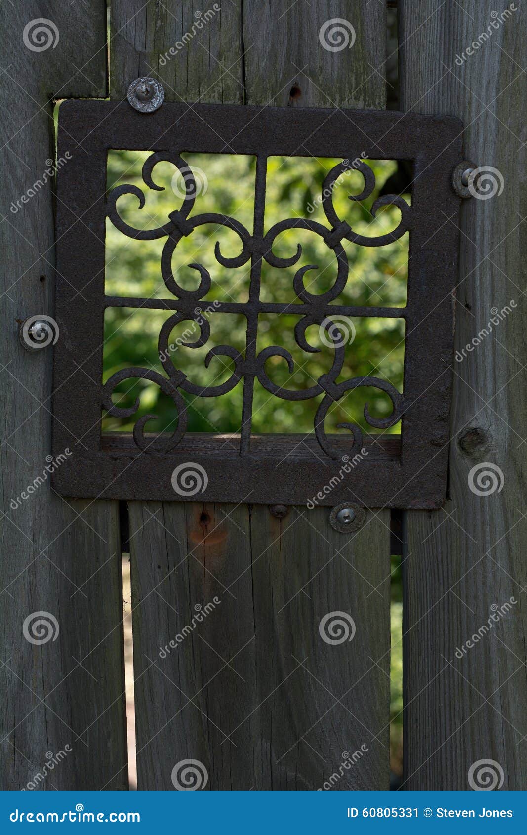Old Fence with Metal Window Stock Image - Image of craftsmanship, iron ...