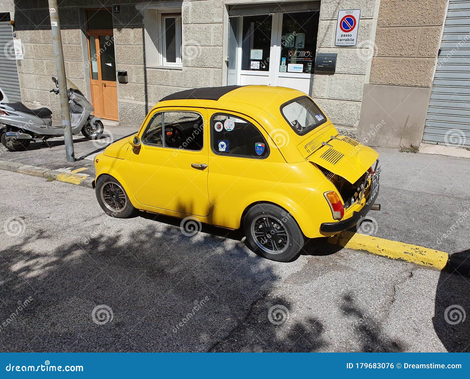 Old Fiat in Trieste editorial photo. Image of yellow - 179683076