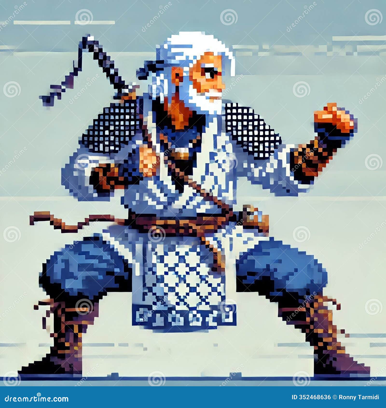 Old Fighter Character Design, Pixel Art Stock Illustration ...