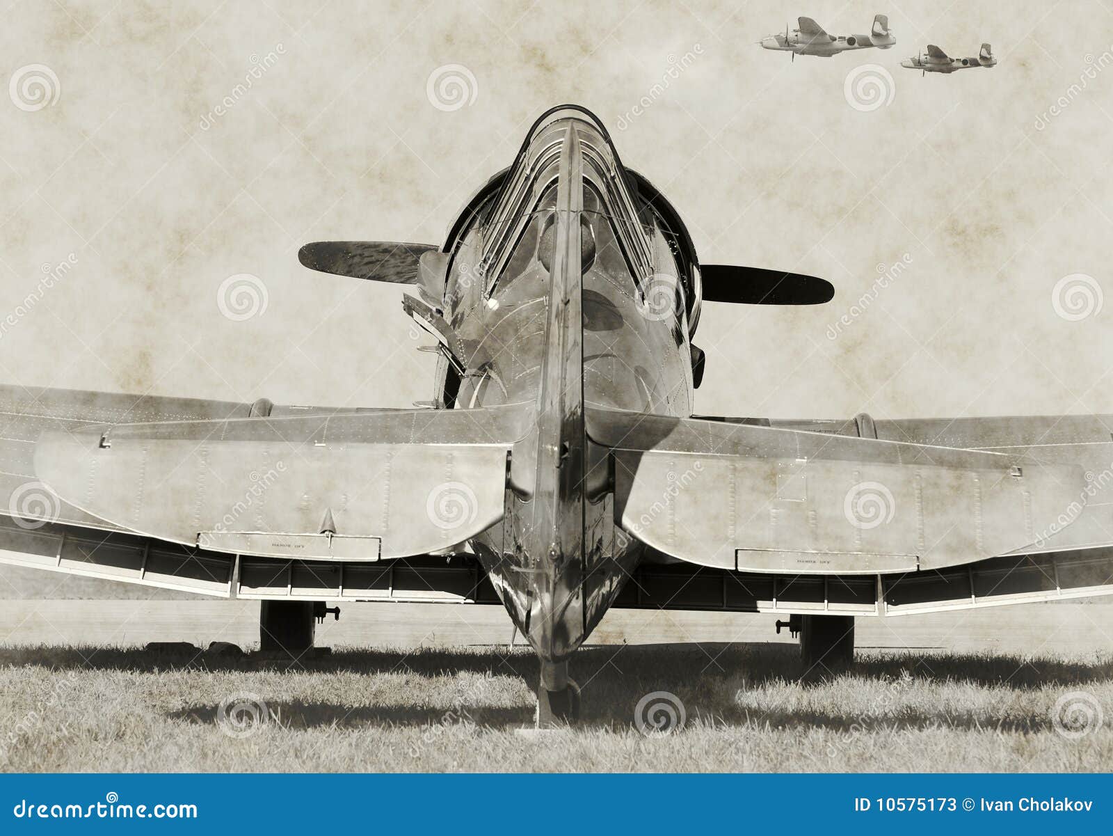 Old fighter plane stock image. Image of faded, rear, duotone - 10575173