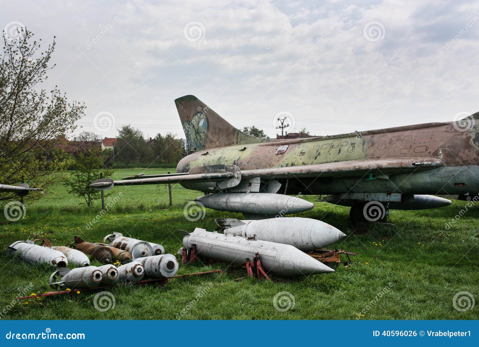 Old Fighter Plane with a Variety of Bombs Stock Photo - Image of ...