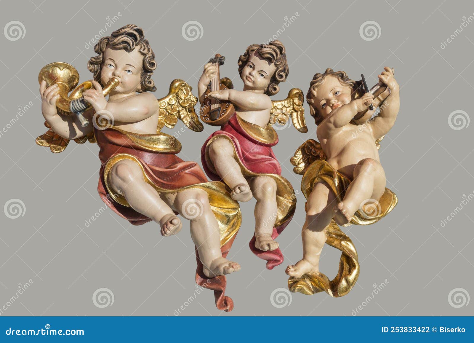 Figures of angels playing stock photo. Image of golden - 253833422