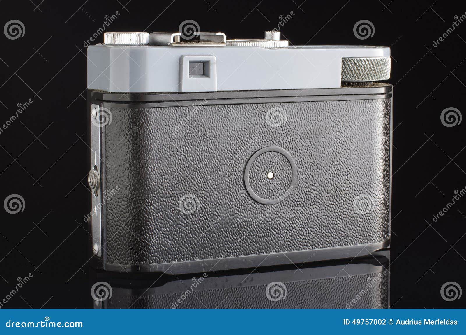 Old Film Camera Back with Viewfinder Isolated on the Black Background ...