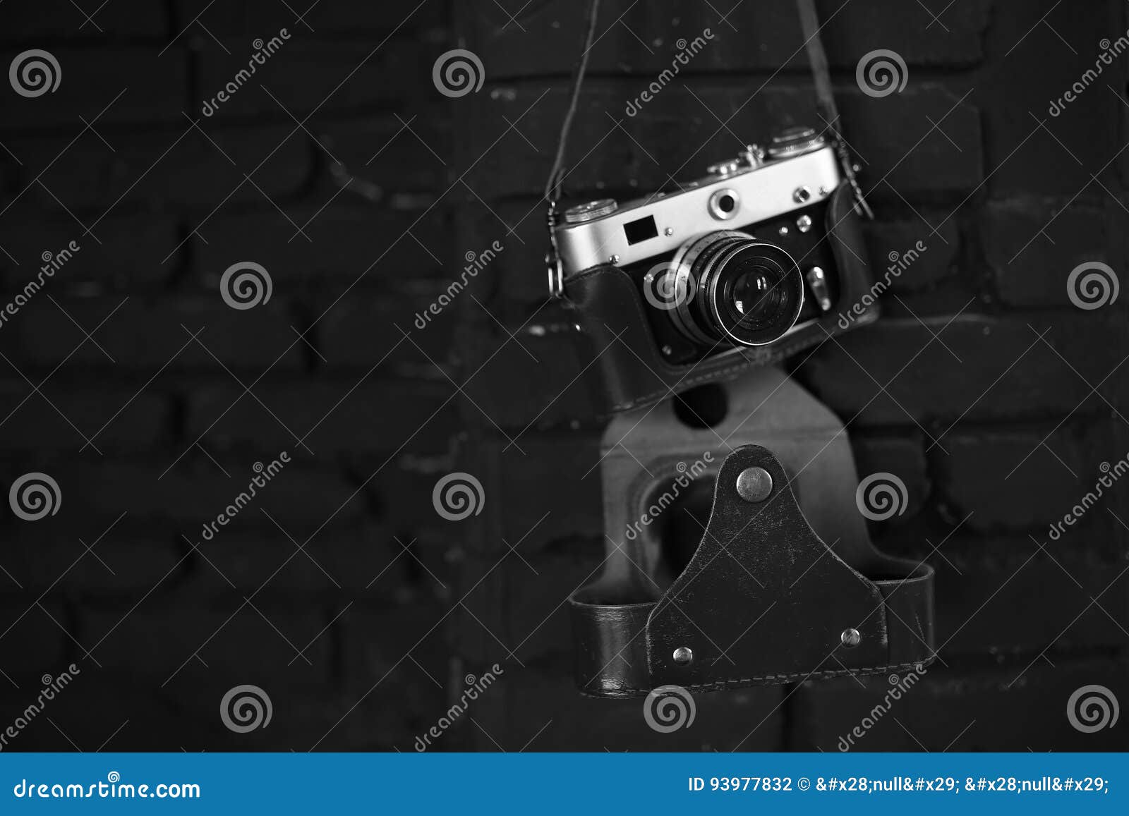 Old Film Camera on Black Wall. Image for Design Stock Photo - Image of ...