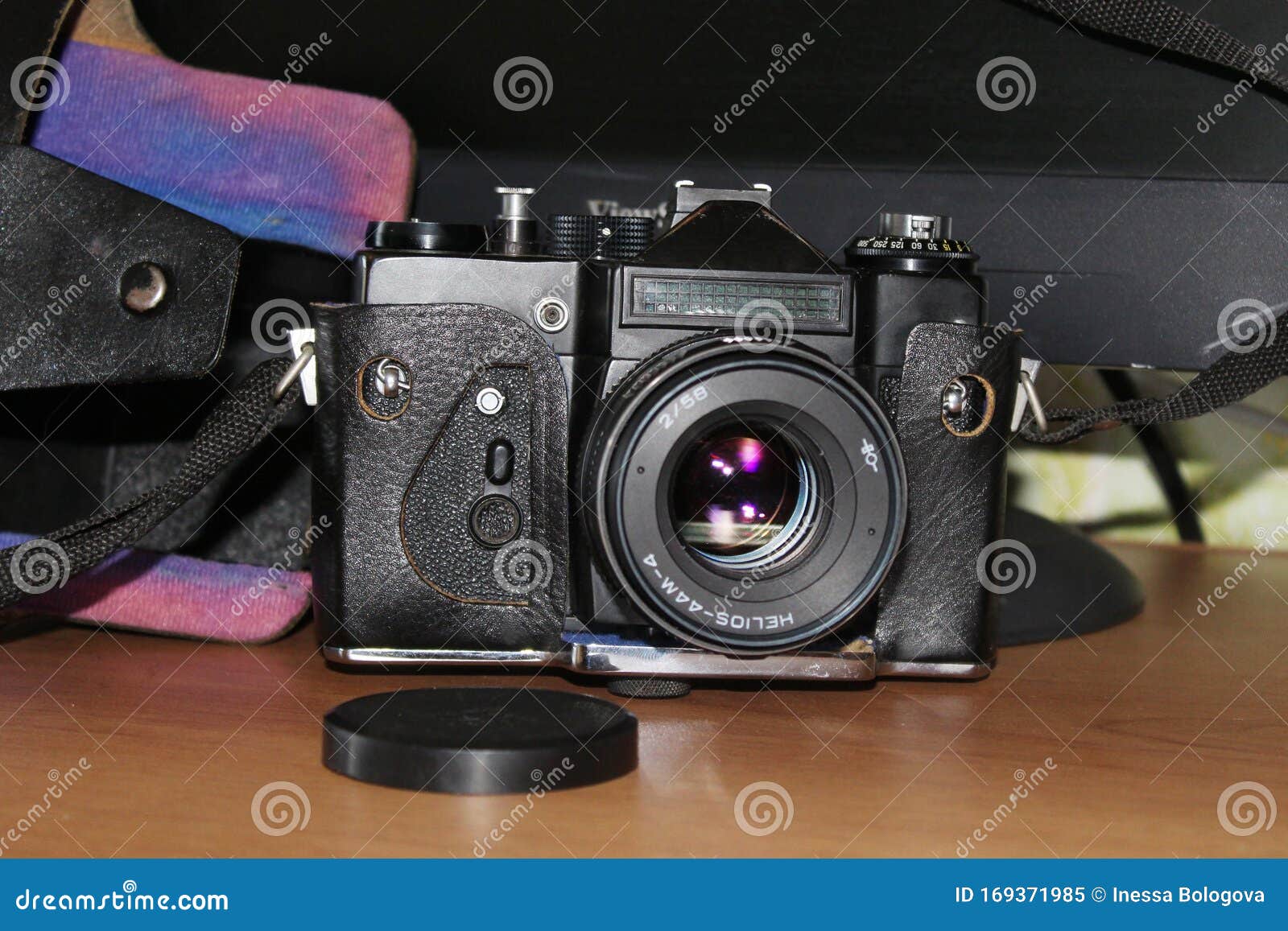 An Old Film Camera on a Computer Desk Stock Image - Image of modern ...