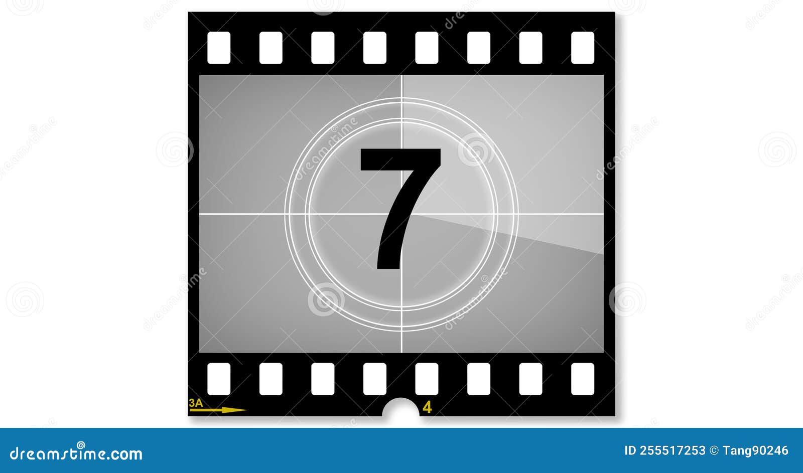 Old Film Movie with Timer Count Number Seven Stock Illustration ...